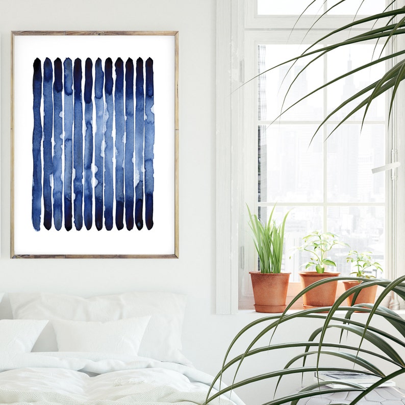 Abstract Blue Print Watercolor Wall Art Abstract Home Decor - Etsy