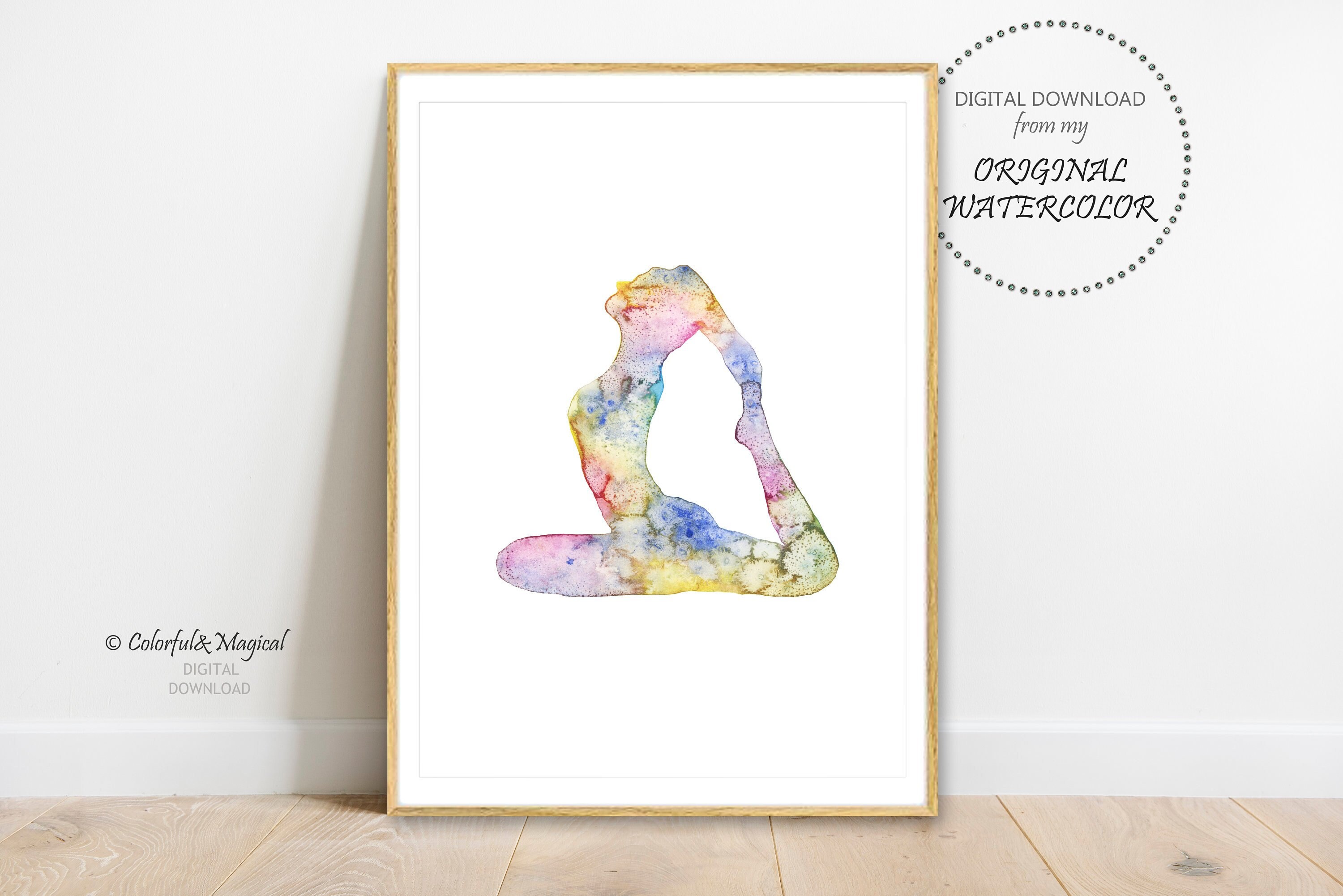 Yoga Pose Watercolor Printable Art, Large Poster, Instant Print, Yoga ...