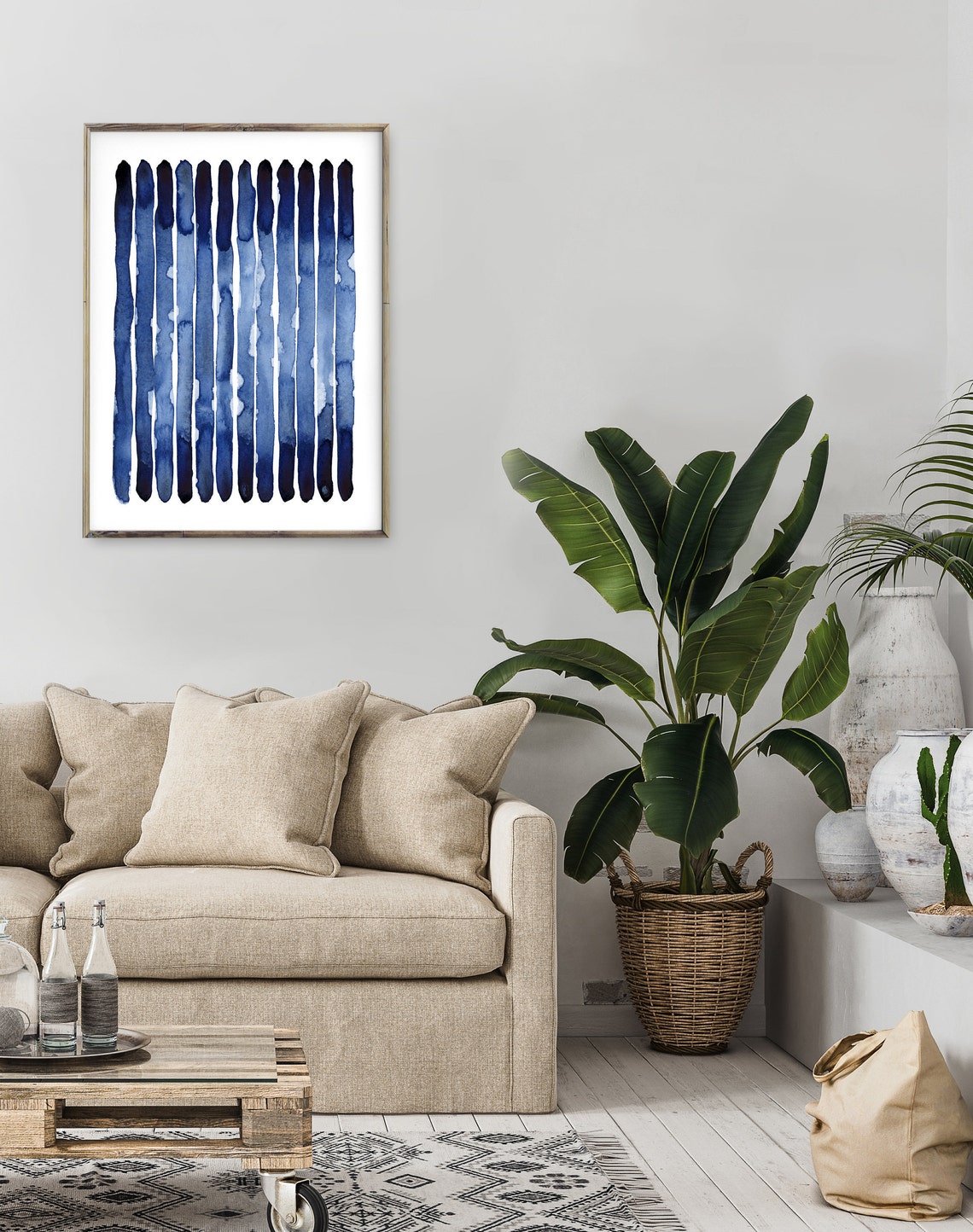 Abstract Blue Print Watercolor Wall Art Abstract Home Decor | Etsy