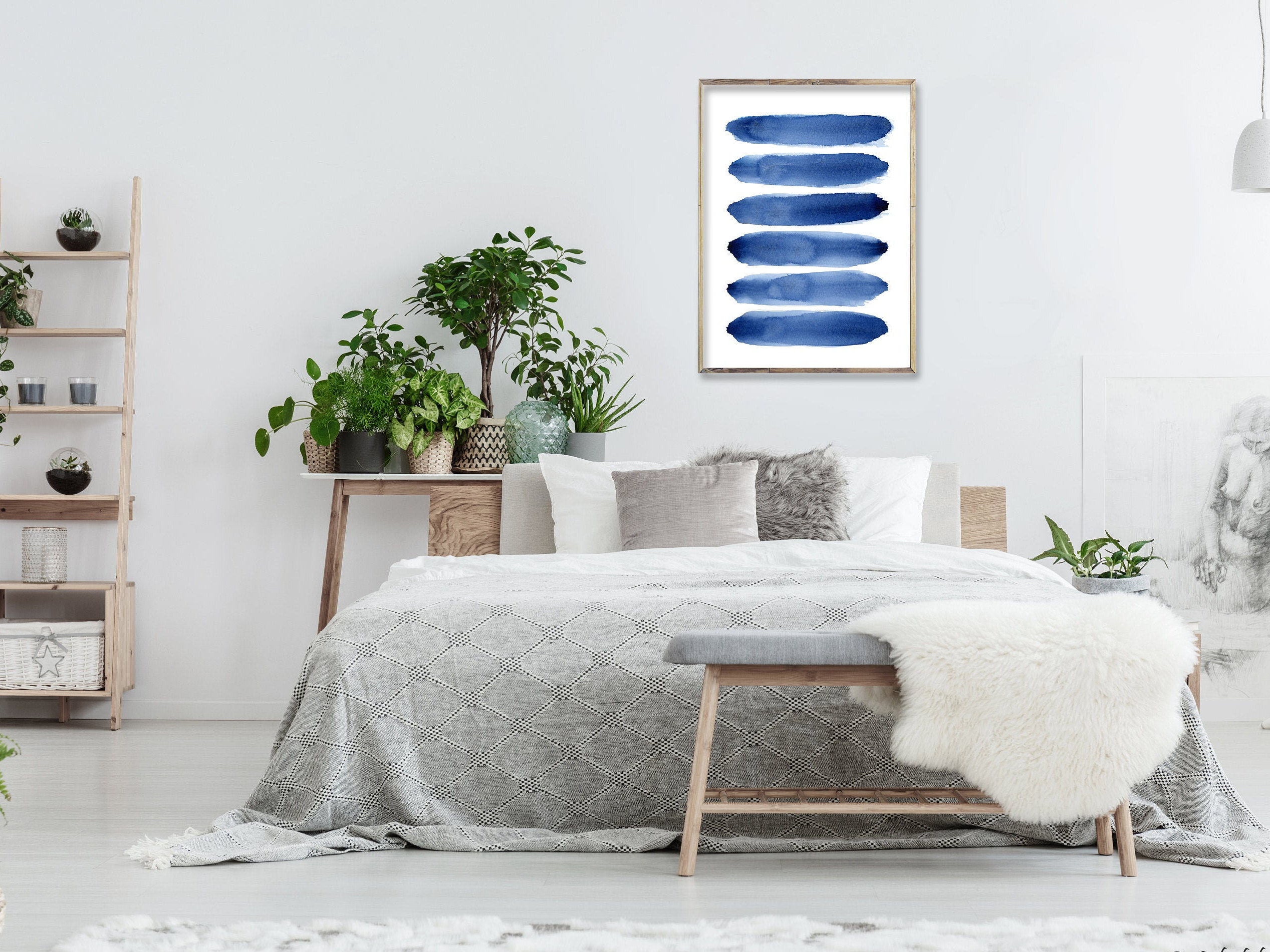 Printable Digital Download, Blue Watercolor, Minimalist Abstract Print ...