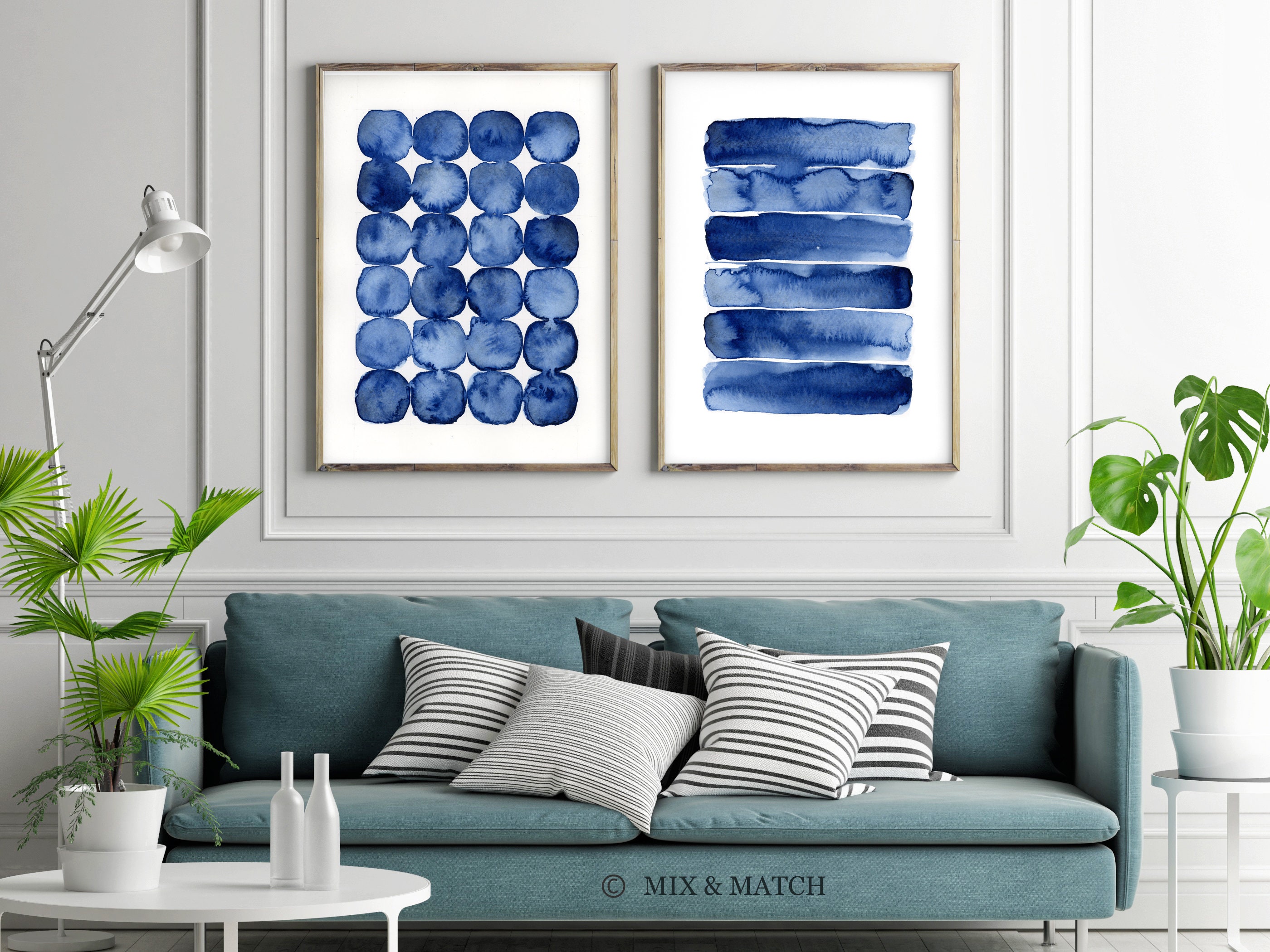 Abstract Print Watercolour Wall Art Indigo Printable Home | Etsy