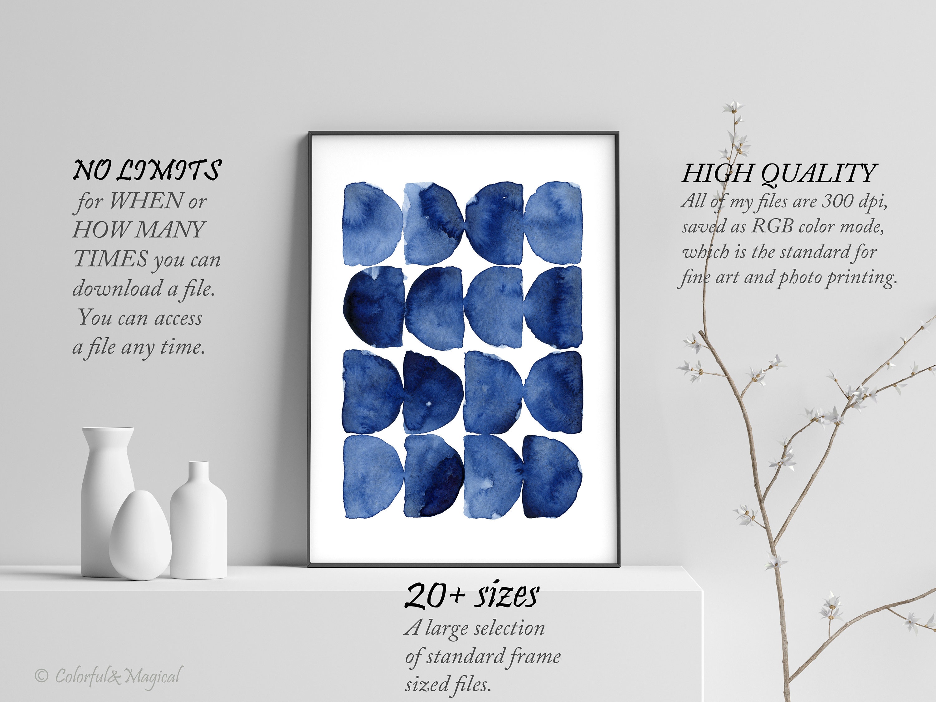 Abstract Blue Print Watercolor Wall Art Abstract Home Decor - Etsy