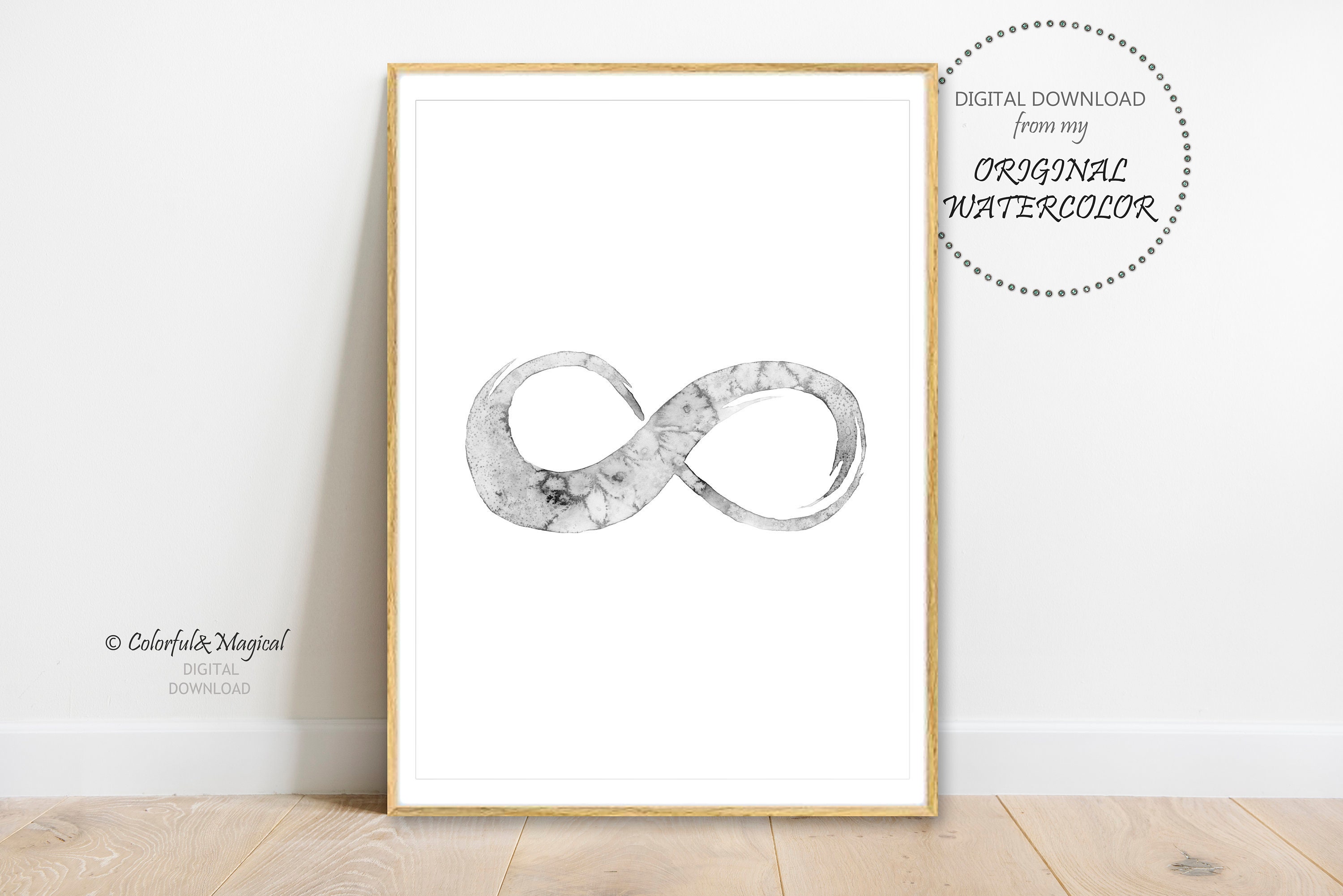Black and White Infinity Symbol, Instant Print, Black and White Wall ...