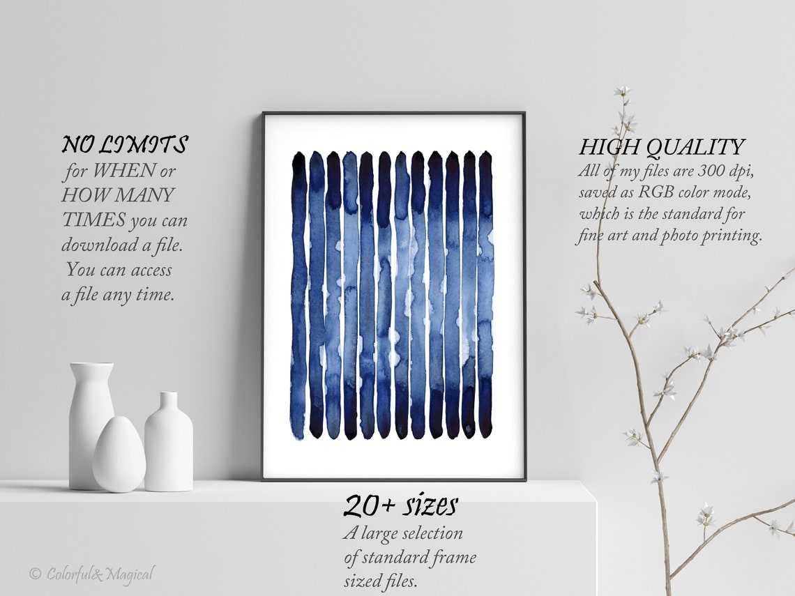 Abstract Blue Print Watercolor Wall Art Abstract Home Decor | Etsy