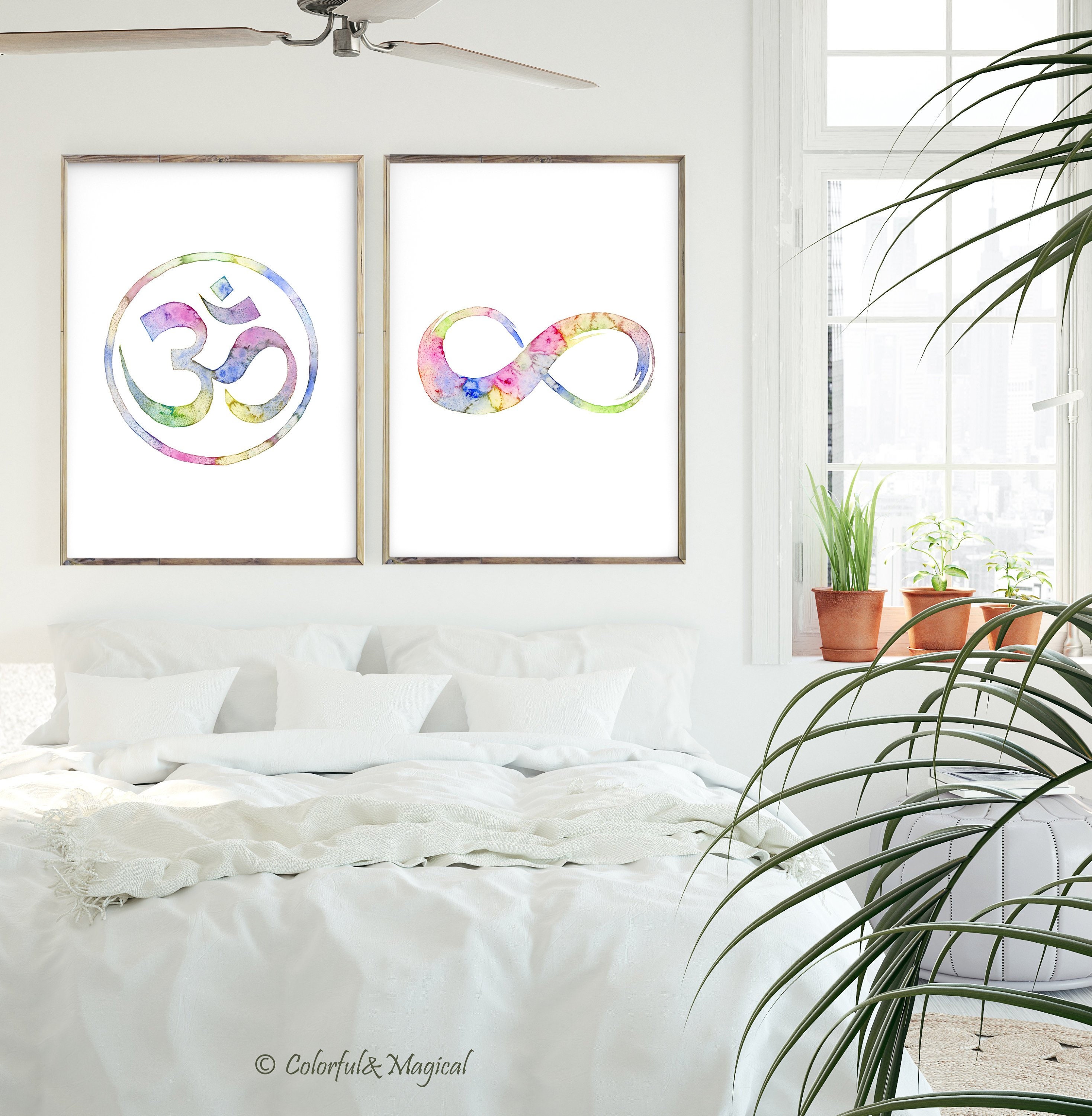 Om and Infinity Symbol Print, Set of 2, Yoga Instant Print, Aum and ...