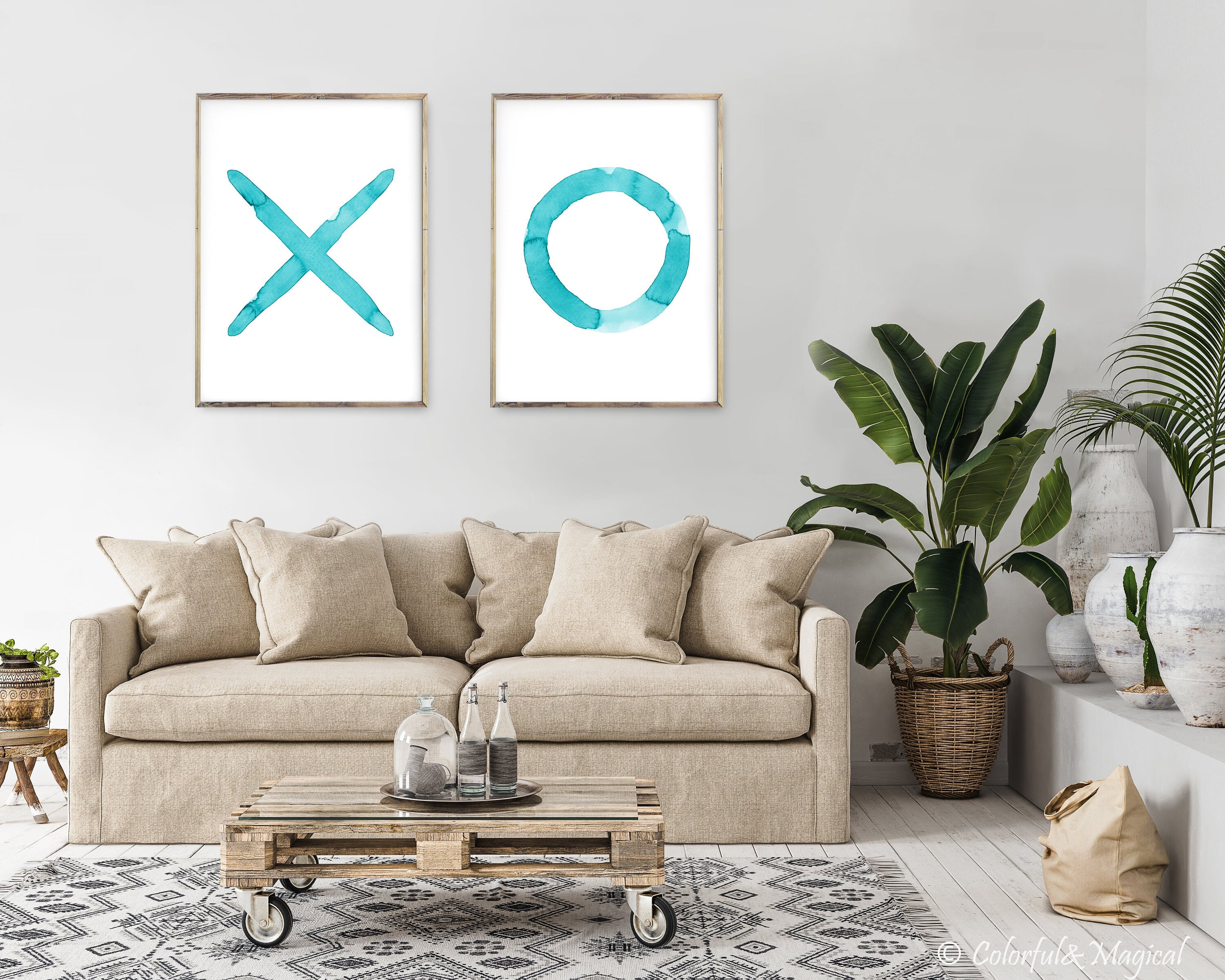 X and O Printable Set Turquoise Blue Nursery Wall Art Home - Etsy