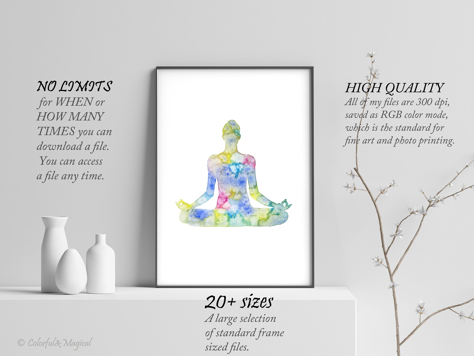 Yoga Watercolor Printable Art, Llustration Poster, Buddhist Spiritual ...