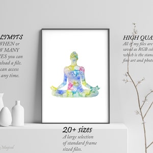 Yoga Watercolor Printable Art, Llustration Poster, Buddhist Spiritual ...