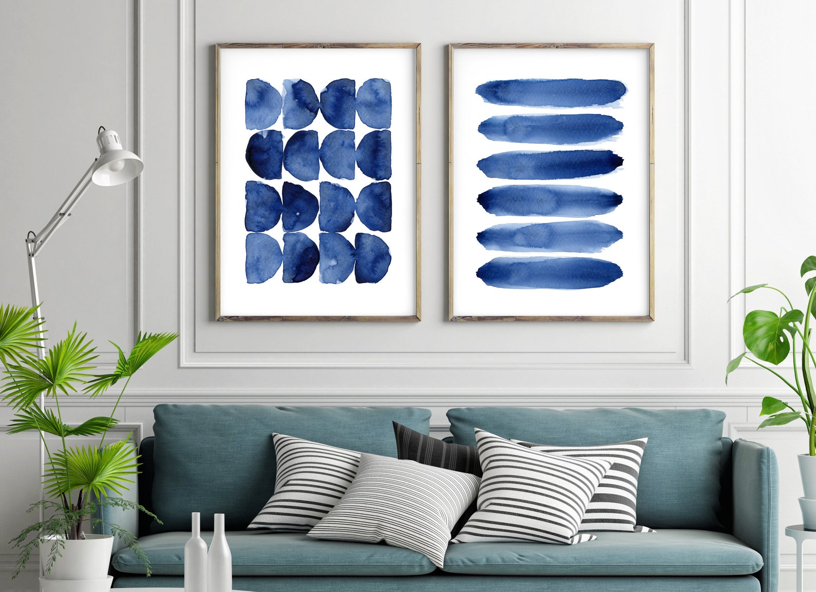 Printable Digital Download, Blue Watercolor, Minimalist Abstract Print ...