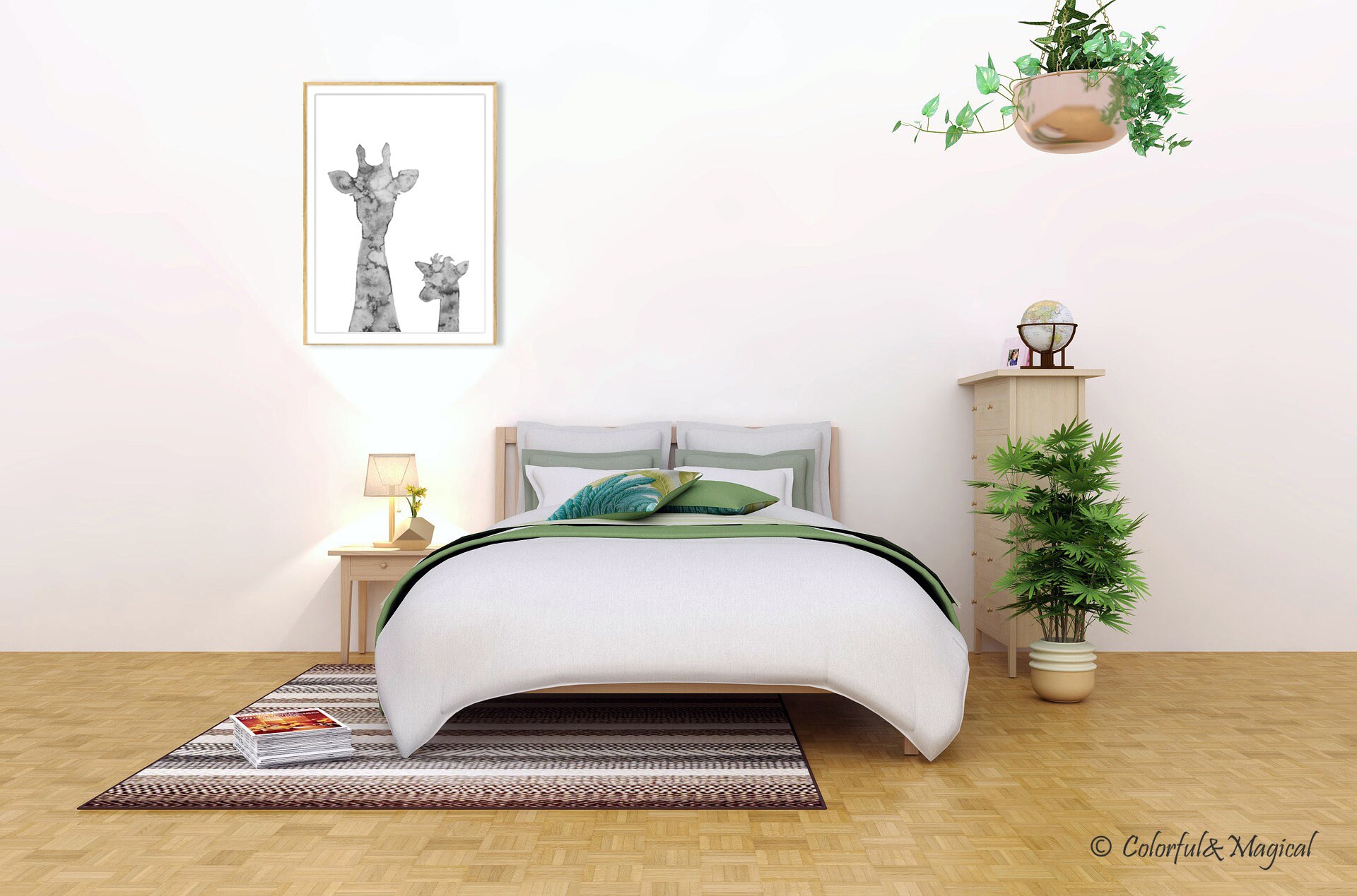 Giraffe Black and White Watercolor Print Set of 2 Safari - Etsy