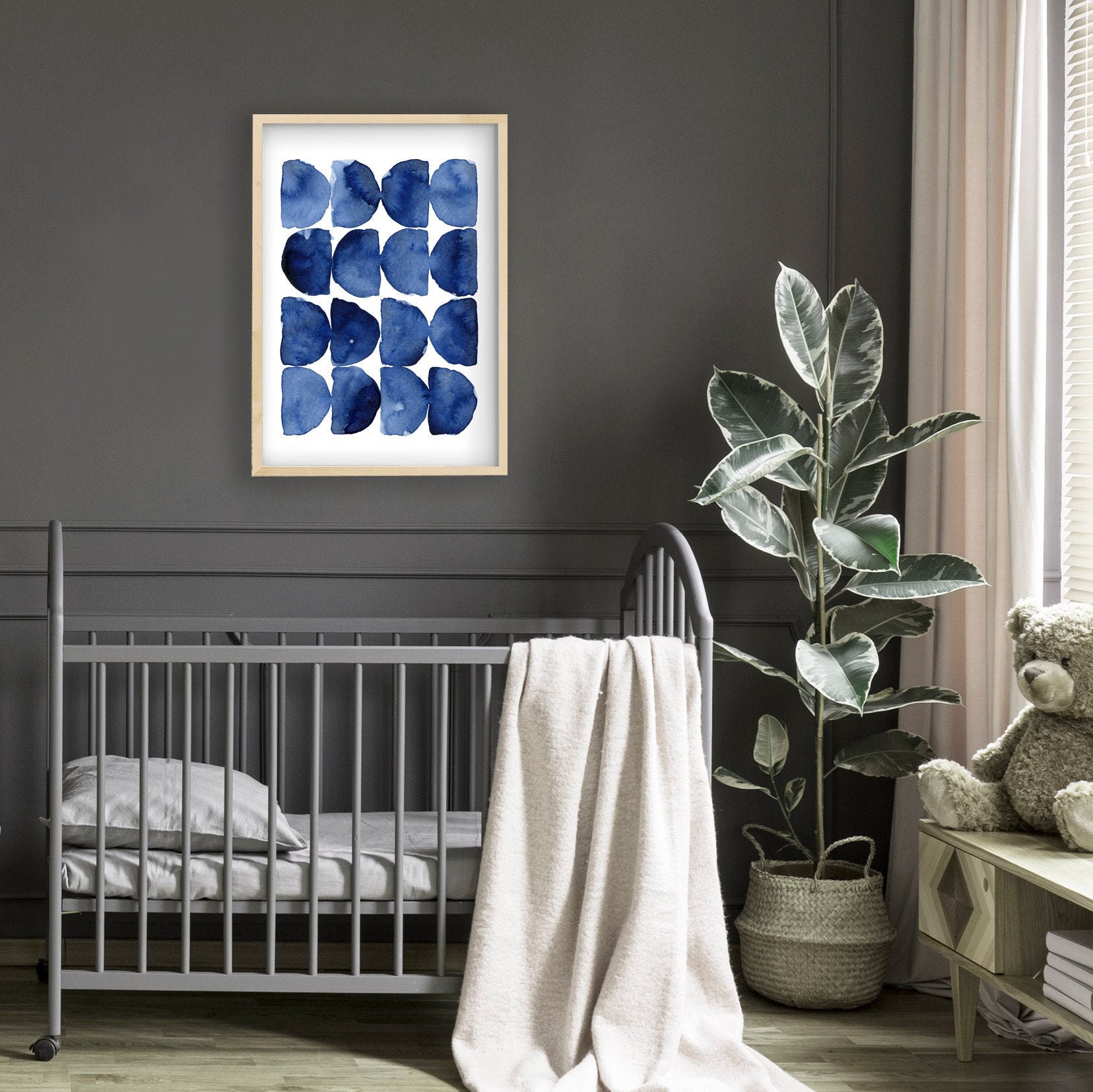 Abstract Blue Print Watercolor Wall Art Abstract Home Decor - Etsy