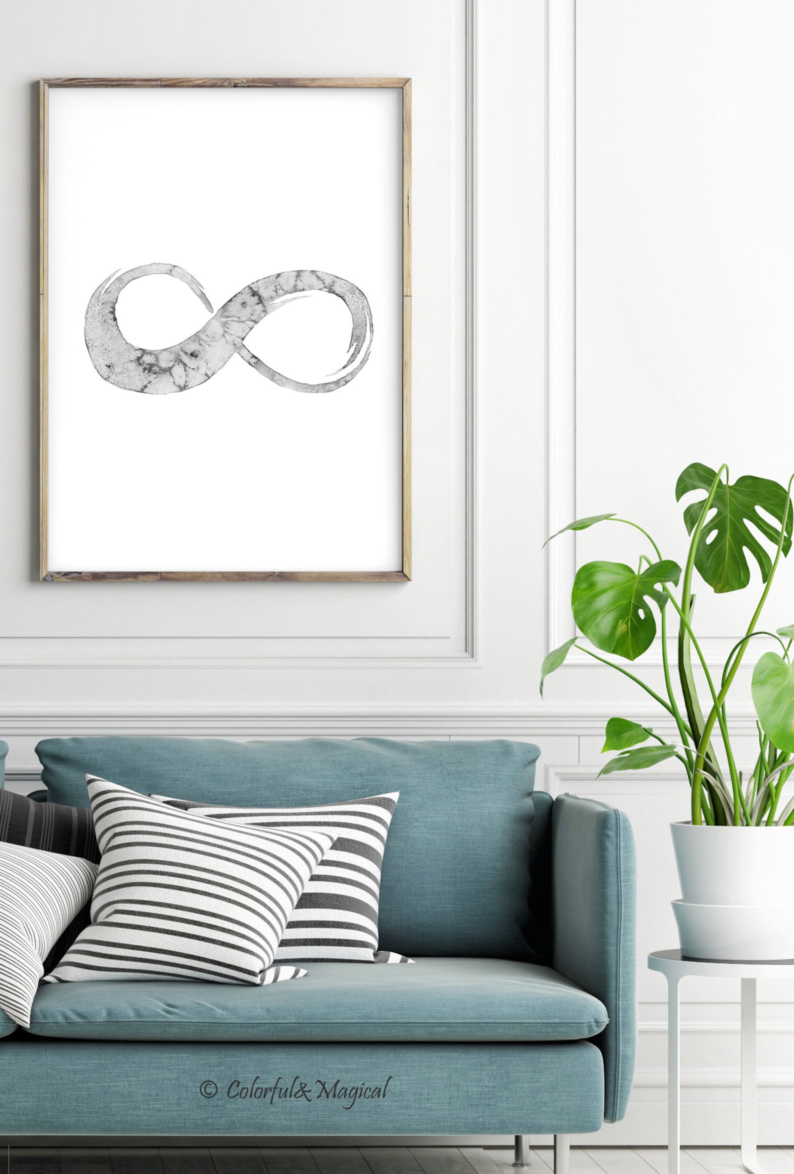 Black and White Infinity Symbol, Instant Print, Black and White Wall ...