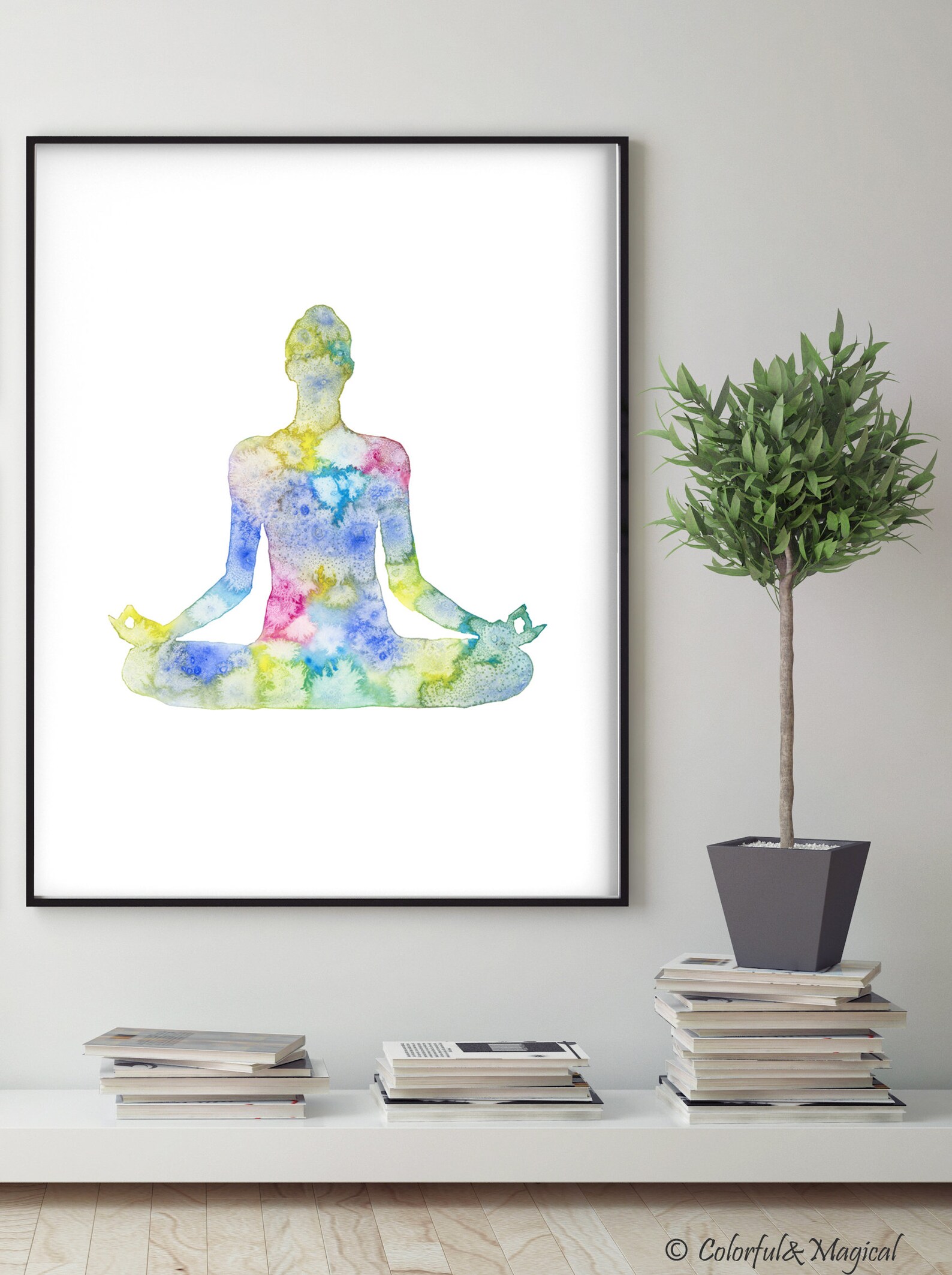 Yoga Watercolor Printable Art, Llustration Poster, Buddhist Spiritual ...