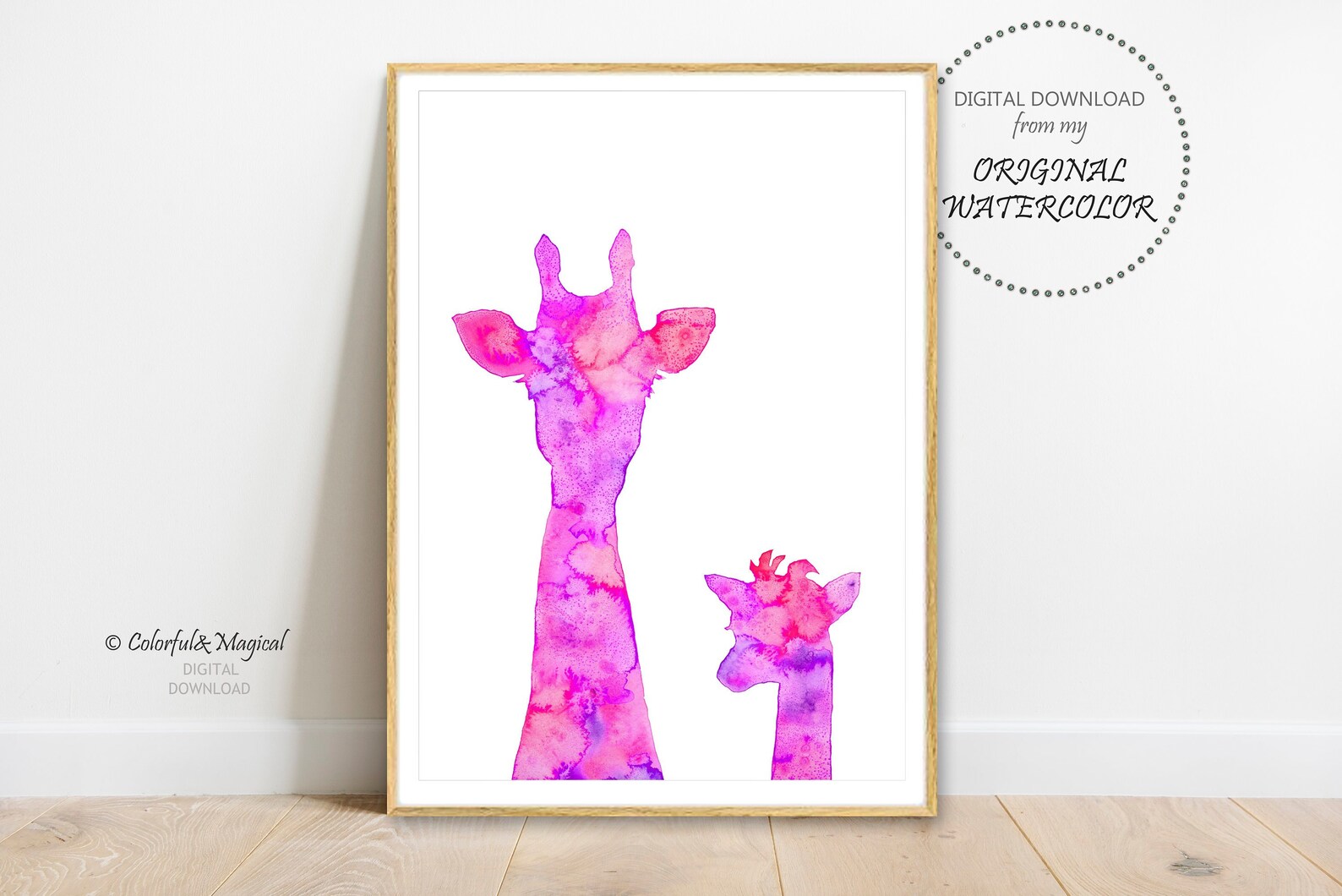 Pink Giraffe Print, Nursery Animals Prints, Pink Giraffe Girl, Kids ...