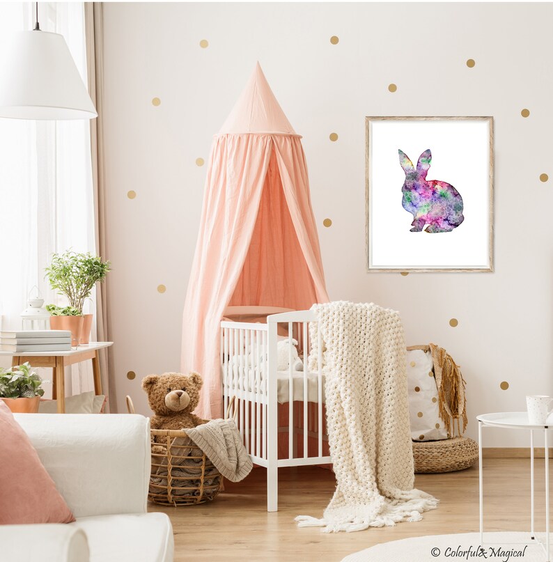 Bunny Rabbit Watercolor Print Nursery Wall Art Kids Decor - Etsy