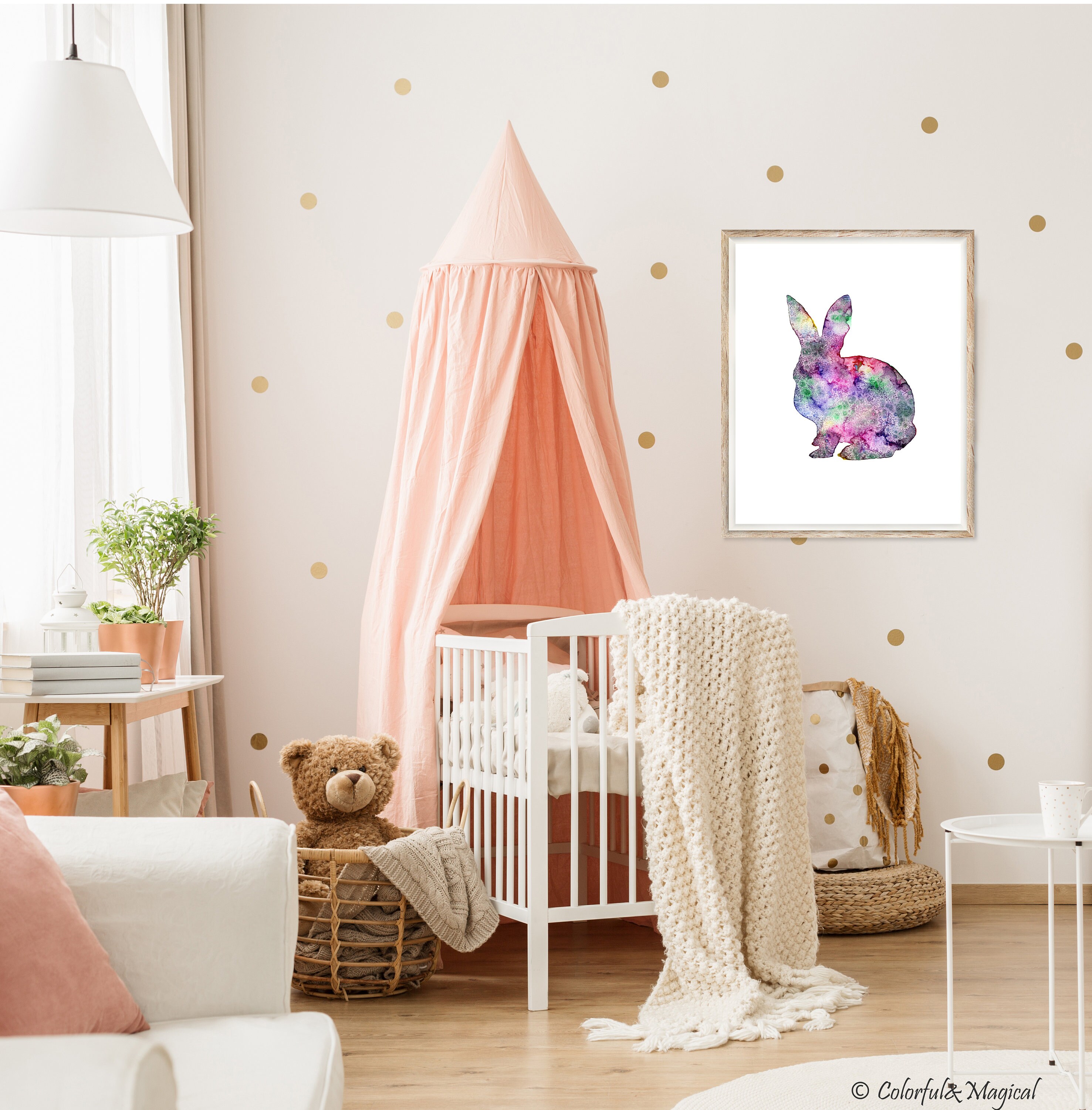 Bunny Rabbit Watercolor Print Nursery Wall Art Kids Decor - Etsy