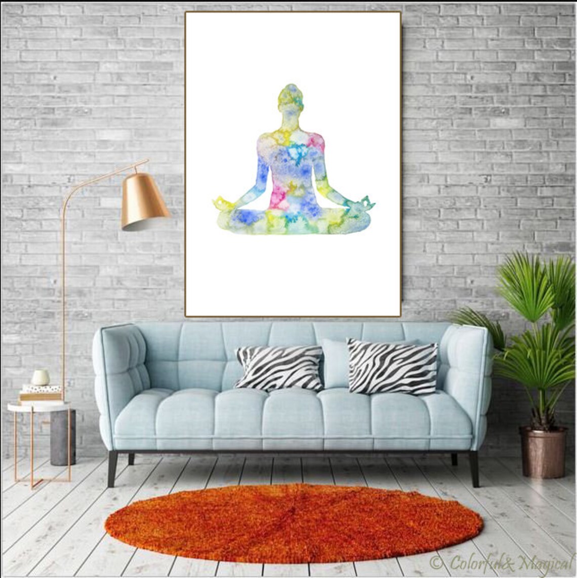Yoga Watercolor Printable Art, Llustration Poster, Buddhist Spiritual ...