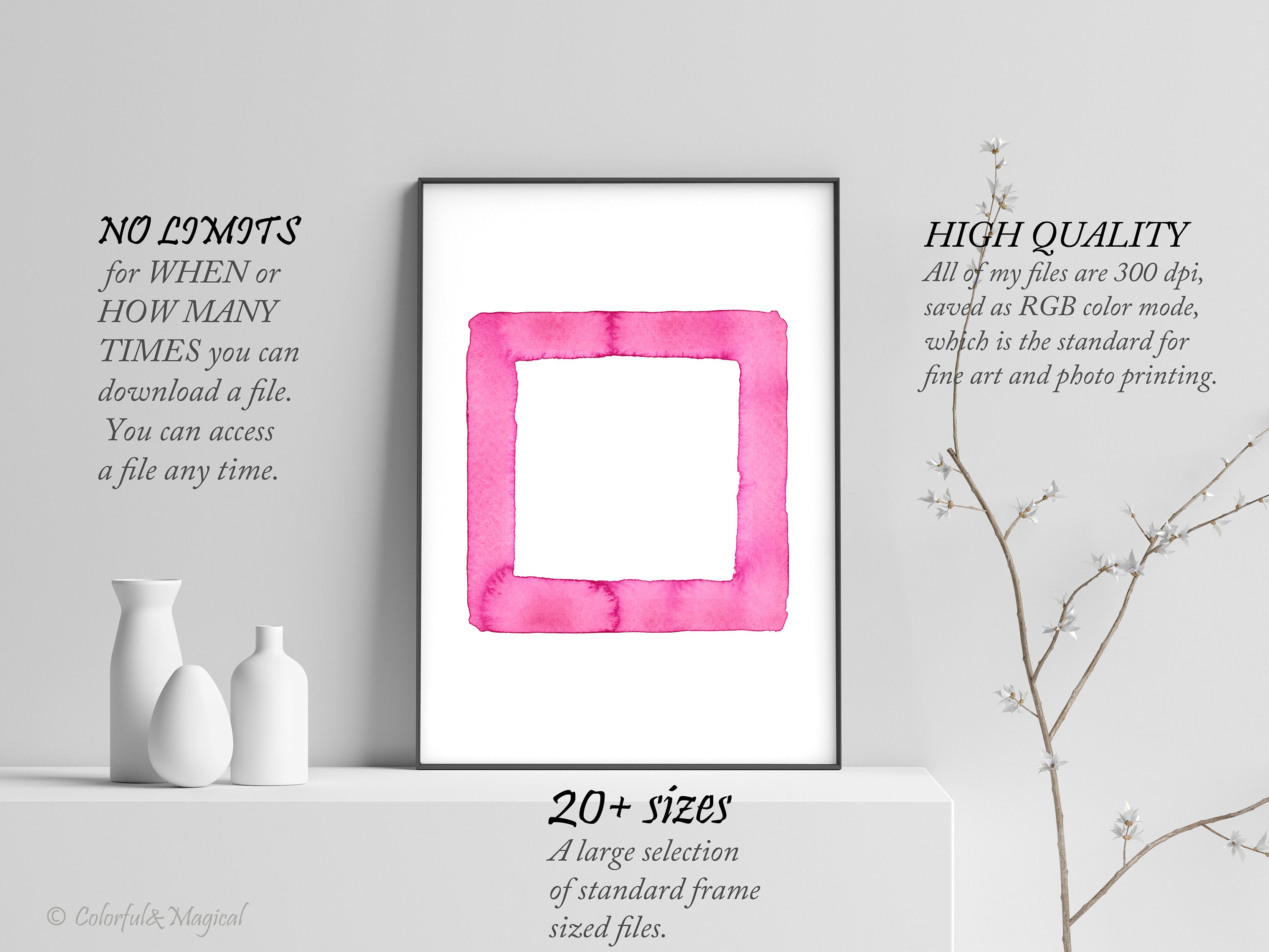 Pink Square Symbol Print Square Printable Wall Decor Nursery - Etsy