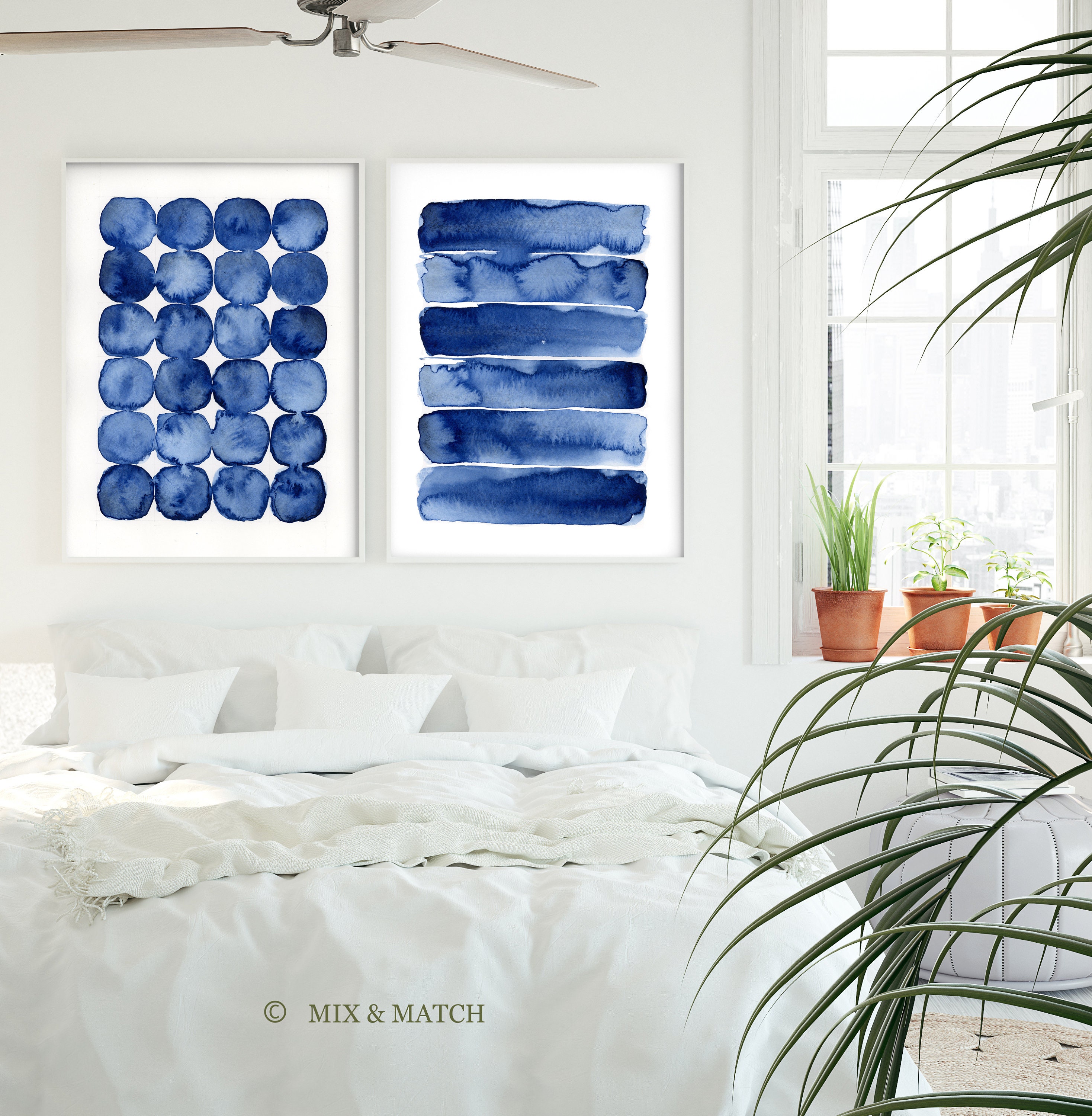 Abstract Print Watercolour Wall Art Indigo Printable Home | Etsy