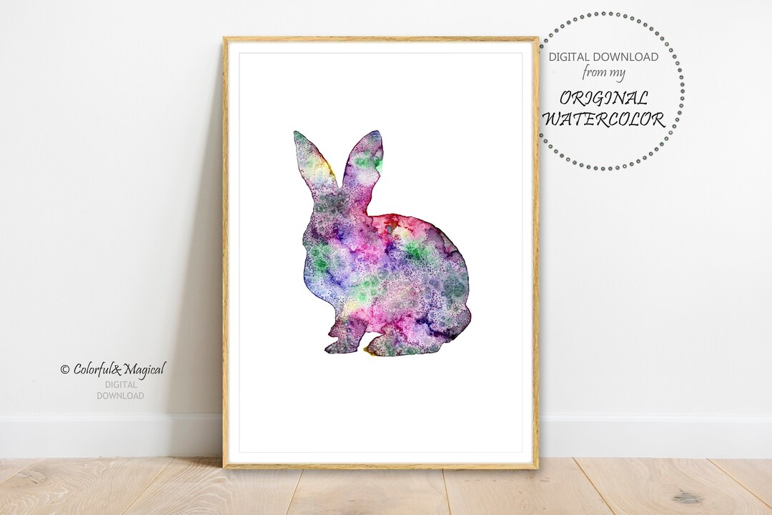 Bunny Rabbit Watercolor Print, Nursery Wall Art, Kids Decor, Bedroom ...