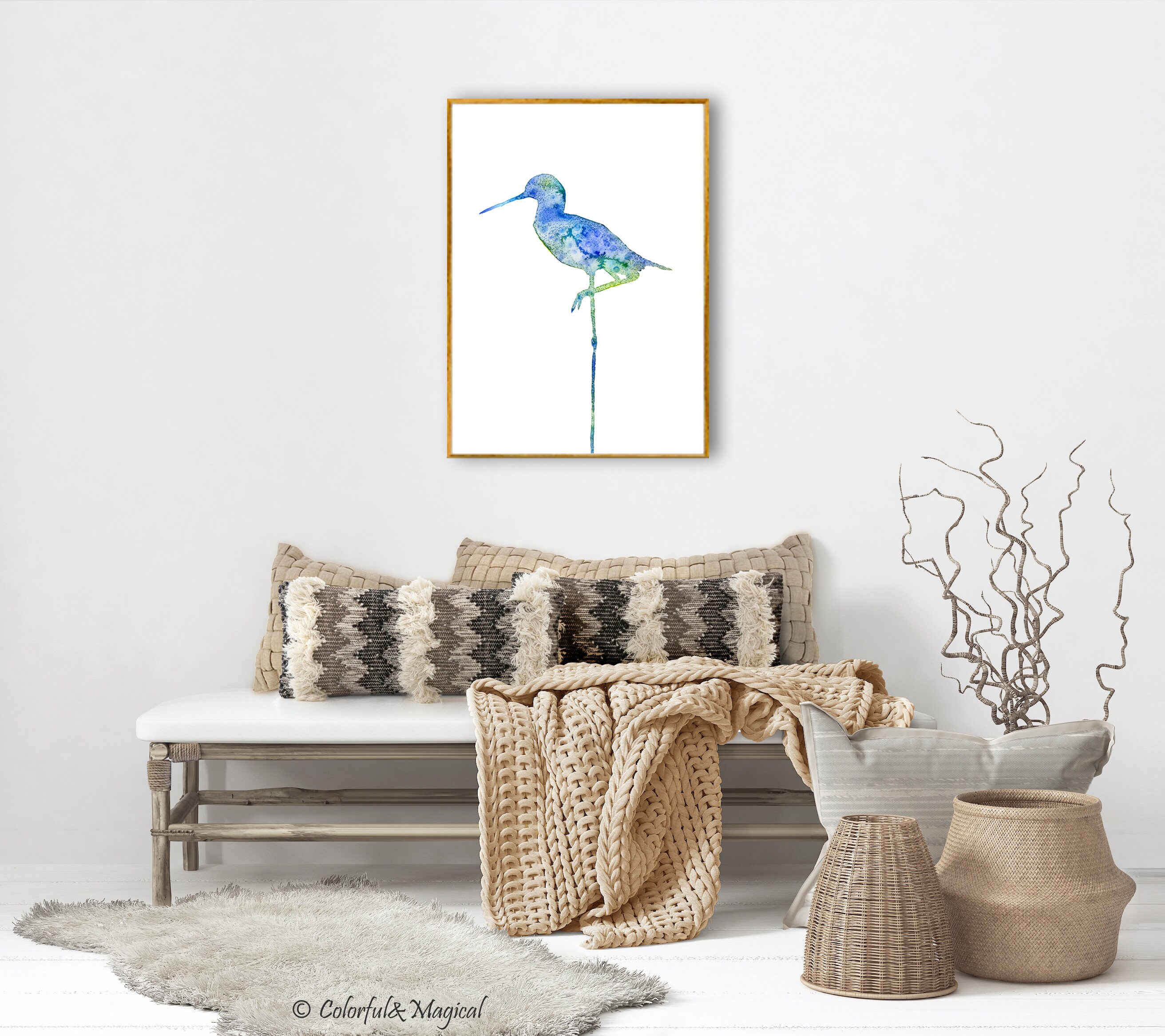 Stilt Watercolor Bird Print, Bird Wall Art, Modern Wall Art, Nursery ...