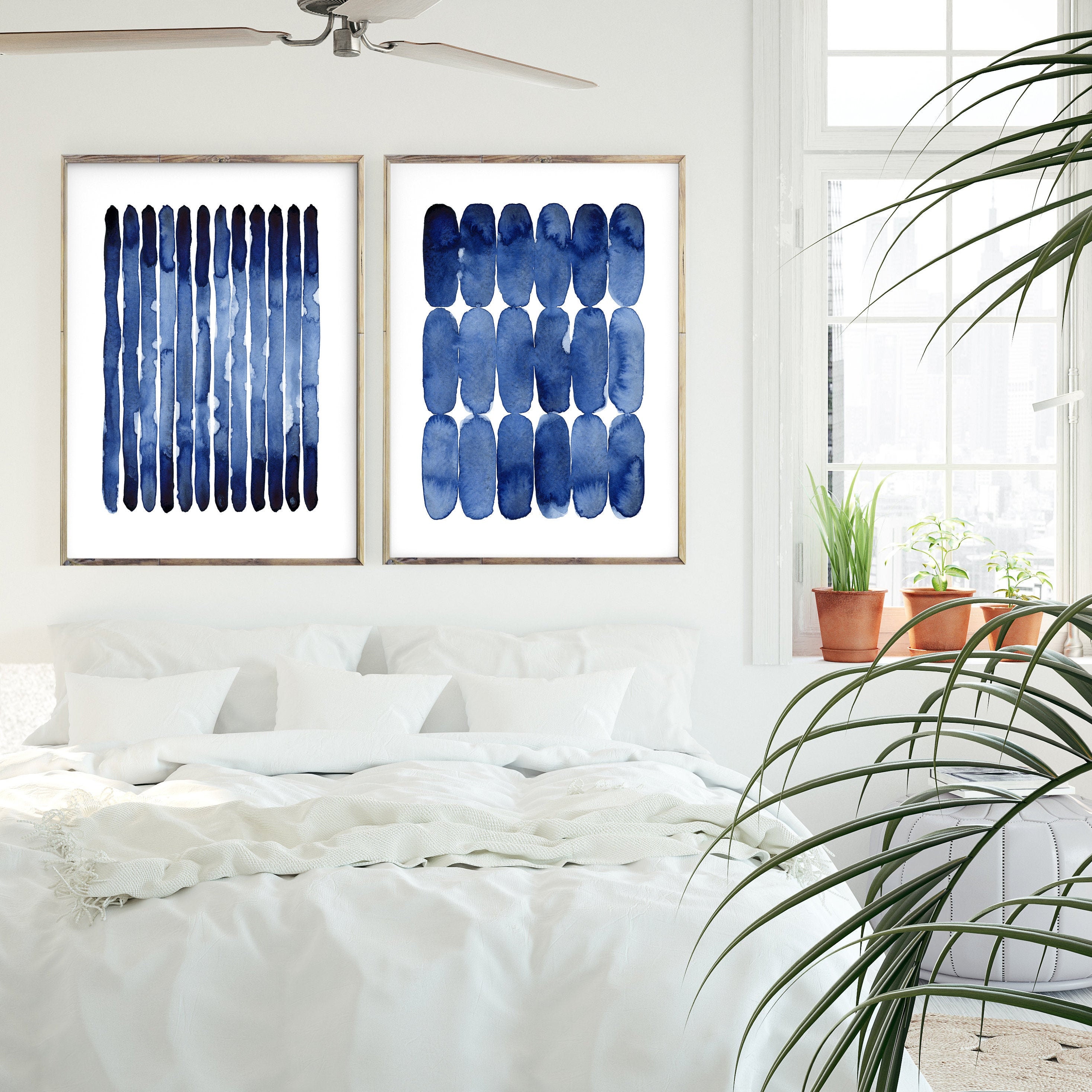 Printable Digital Download, Blue Watercolor, Minimalist Abstract Print ...