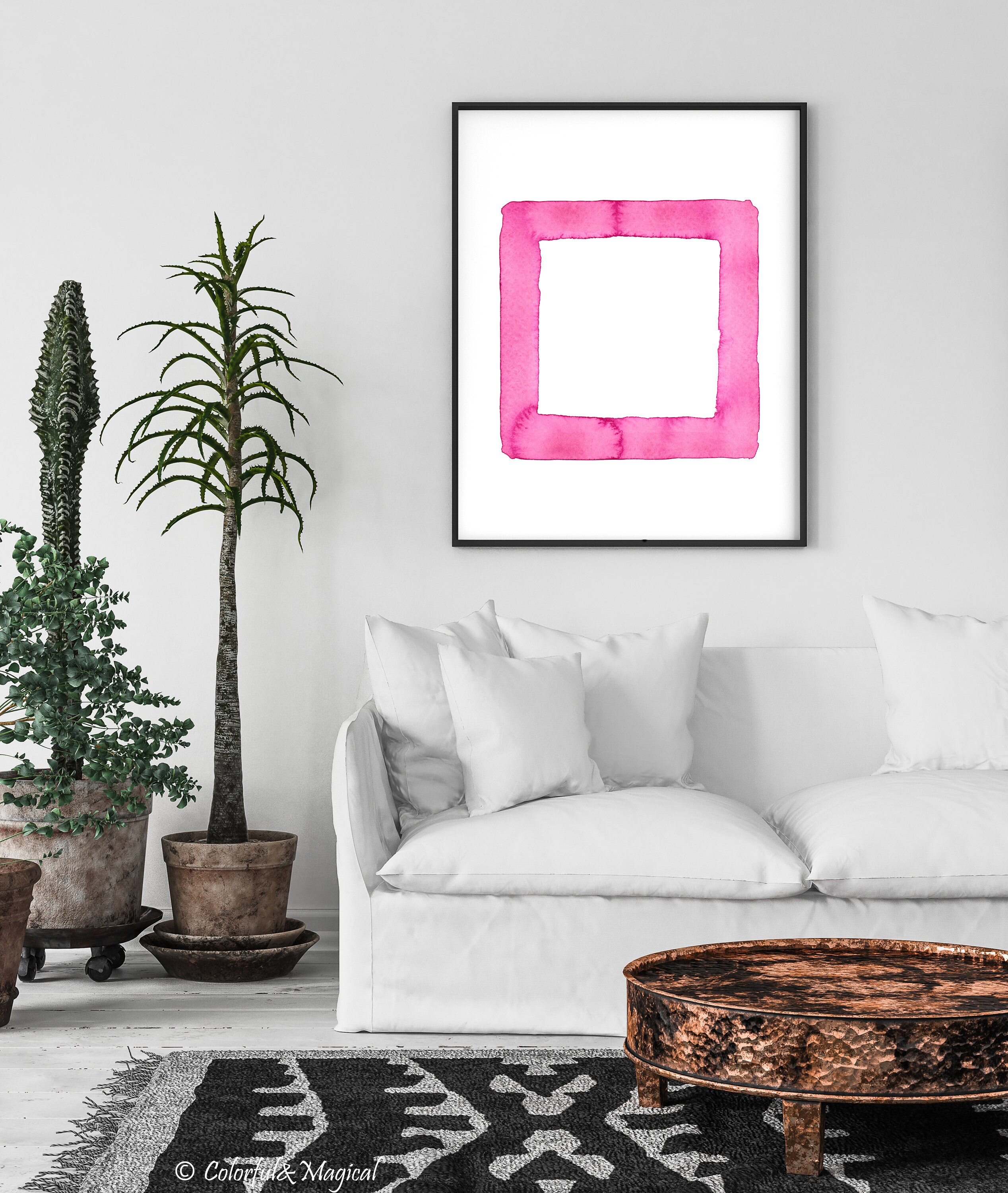 Pink Square Symbol Print, Square Printable Wall Decor, Nursery Decor ...