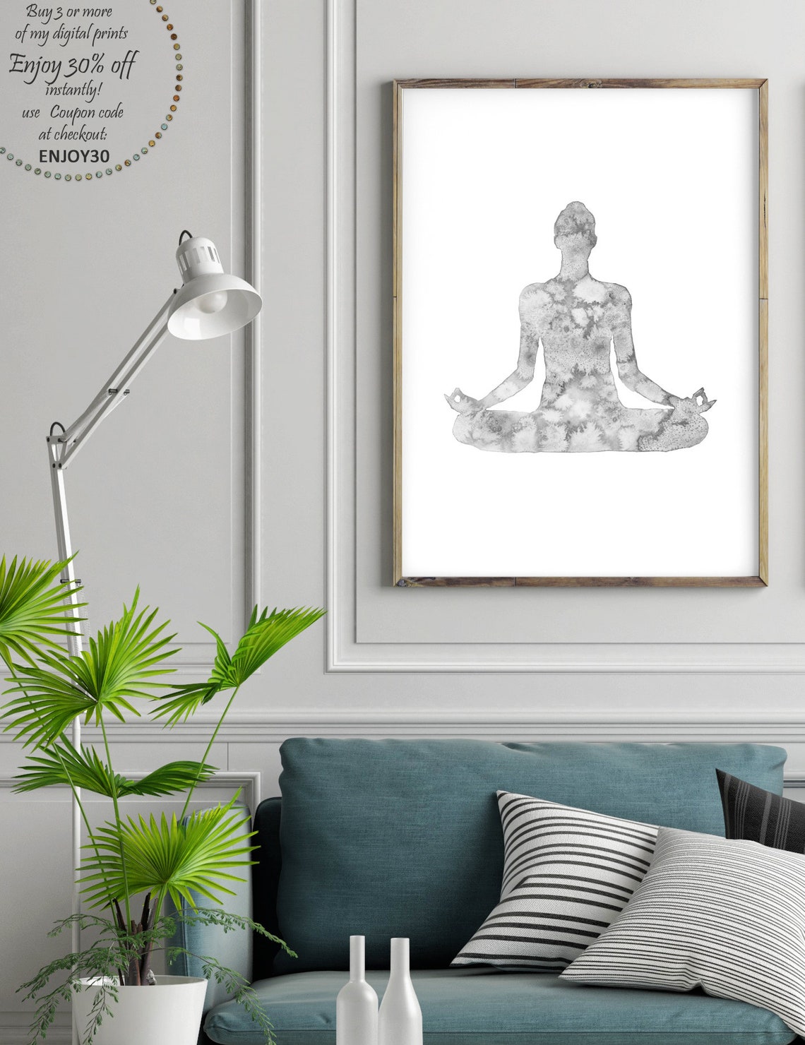 Black and White Yoga Watercolor Printable Wall Decor Yoga - Etsy