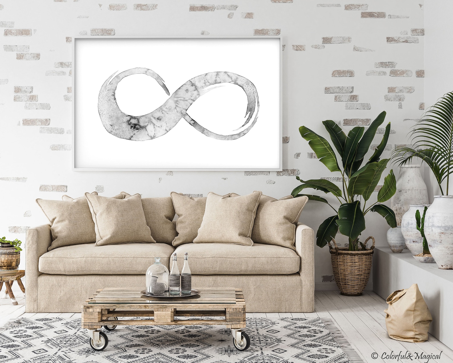 Black and White Infinity Symbol, Instant Print, Black and White Wall ...
