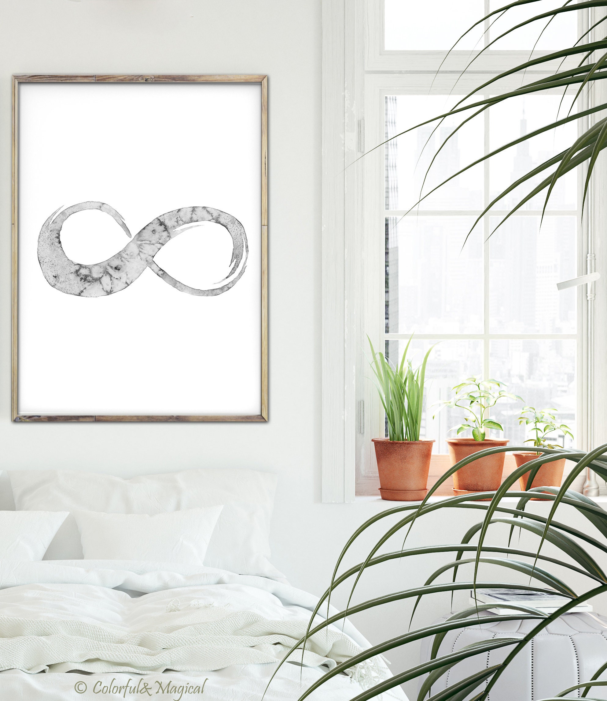 Black and White Infinity Symbol, Instant Print, Black and White Wall ...