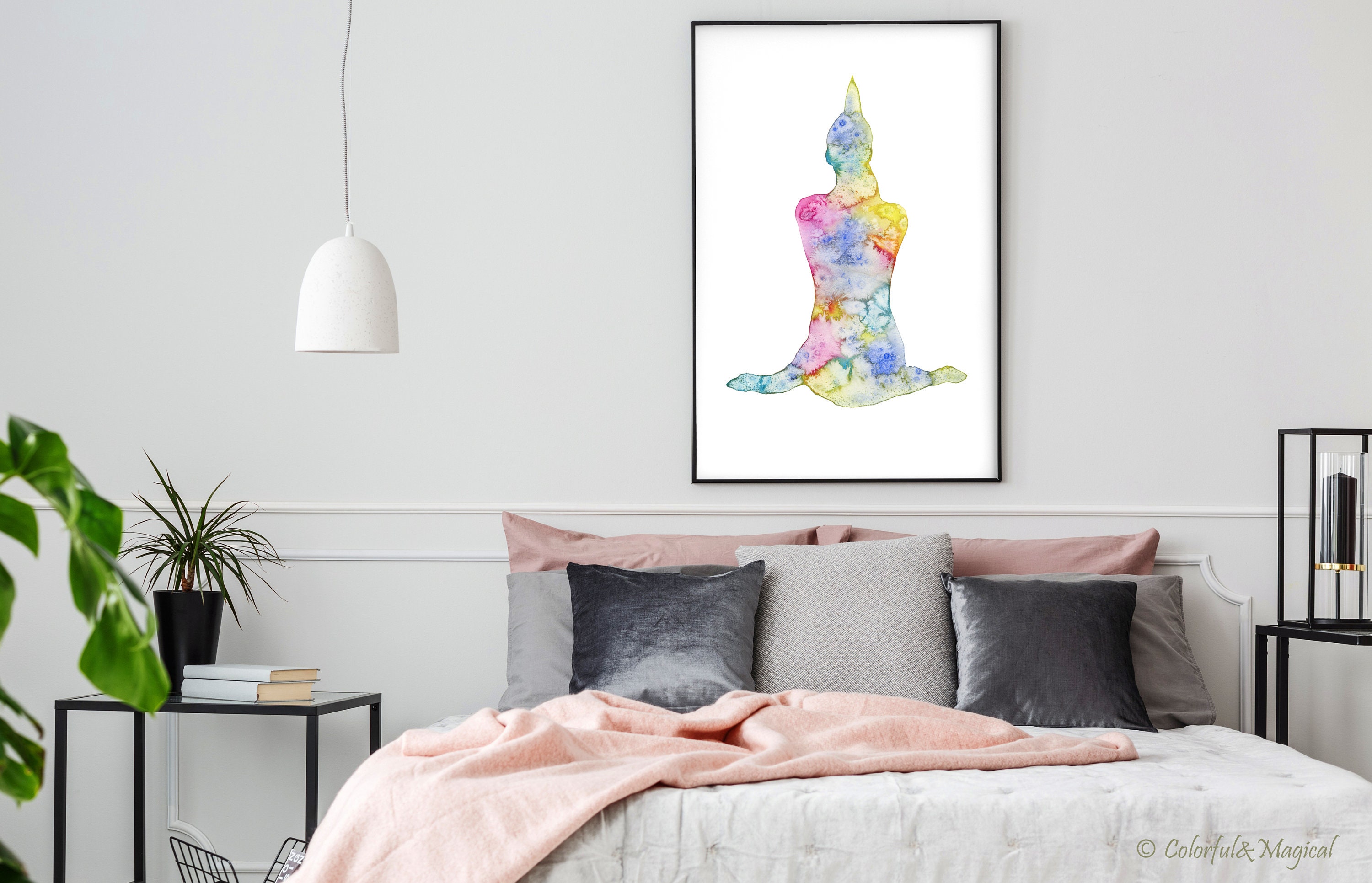 Yoga Pose Watercolor Printable Poster, Yoga Llustration, Printable Wall ...