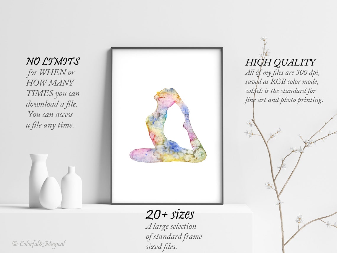 Yoga Pose Watercolor Printable Art, Large Poster, Instant Print, Yoga ...