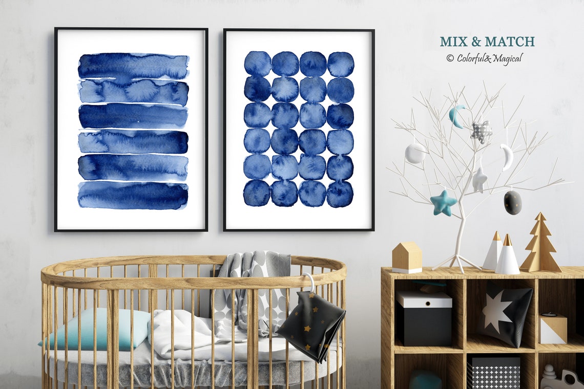 Blue Abstract Print, Watercolor Printable Wall Art, Abstract Home Decor ...