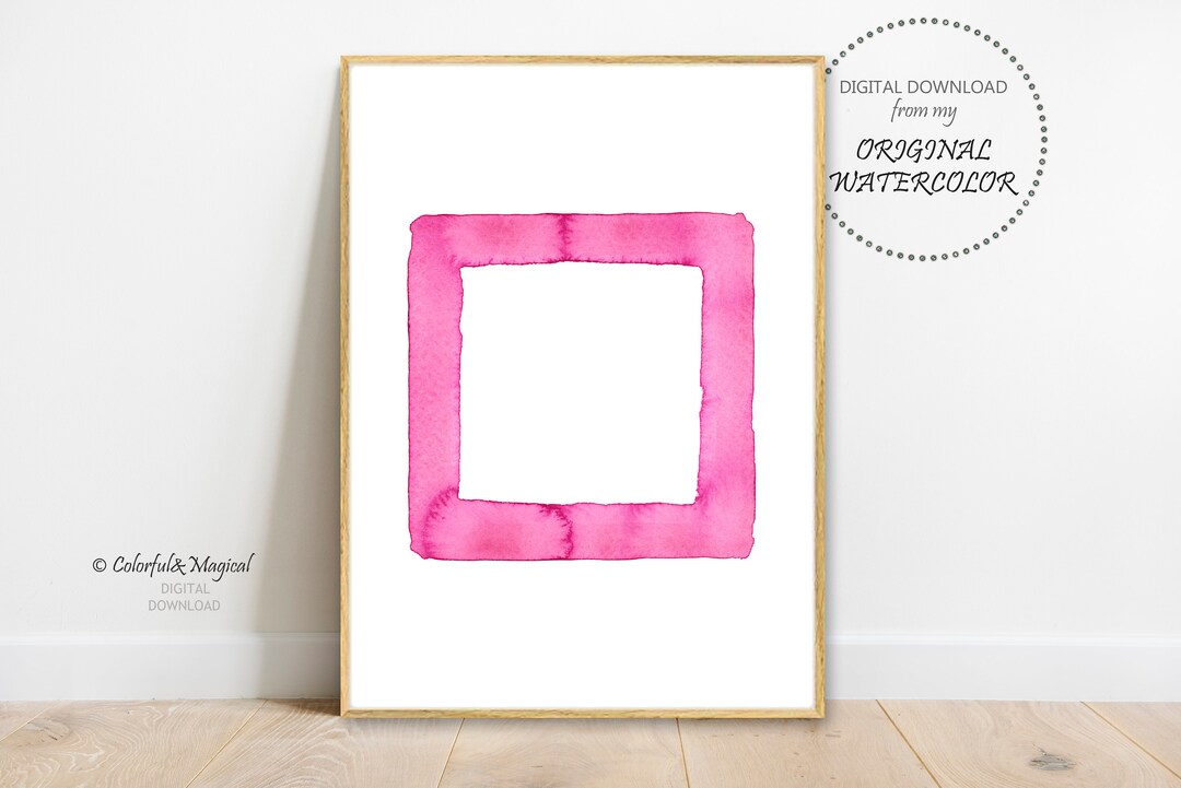 Pink Square Symbol Print, Square Printable Wall Decor, Nursery Decor ...