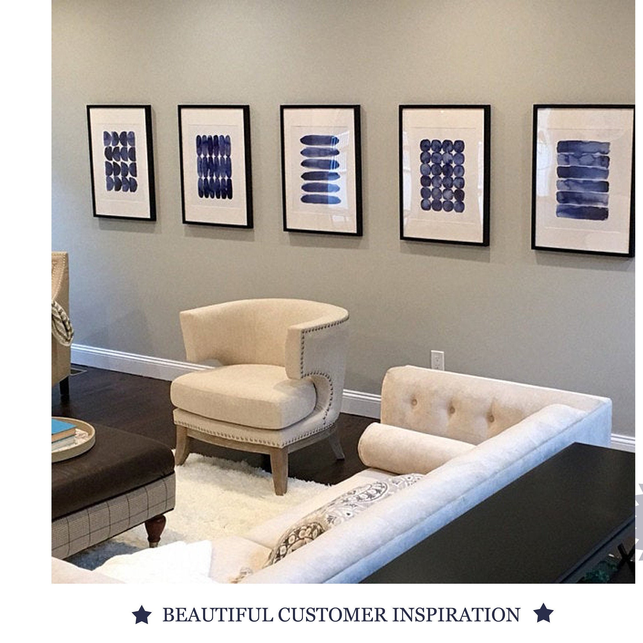 Abstract Print Watercolour Wall Art Indigo Printable Home | Etsy