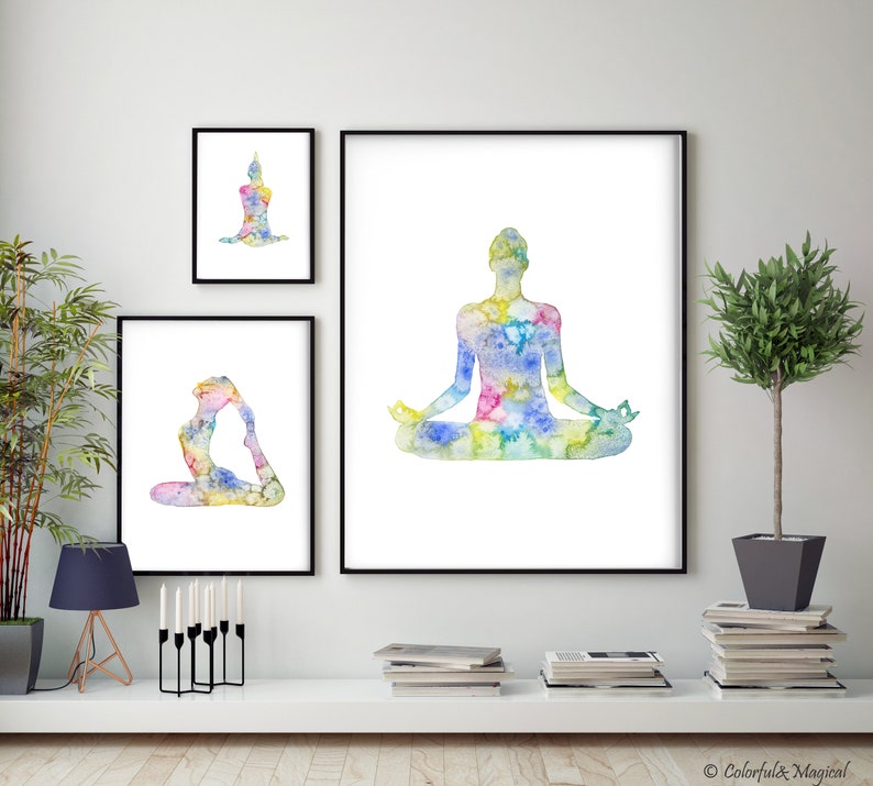 Yoga Pose Watercolor Printable Art, Large Poster, Instant Print, Yoga ...