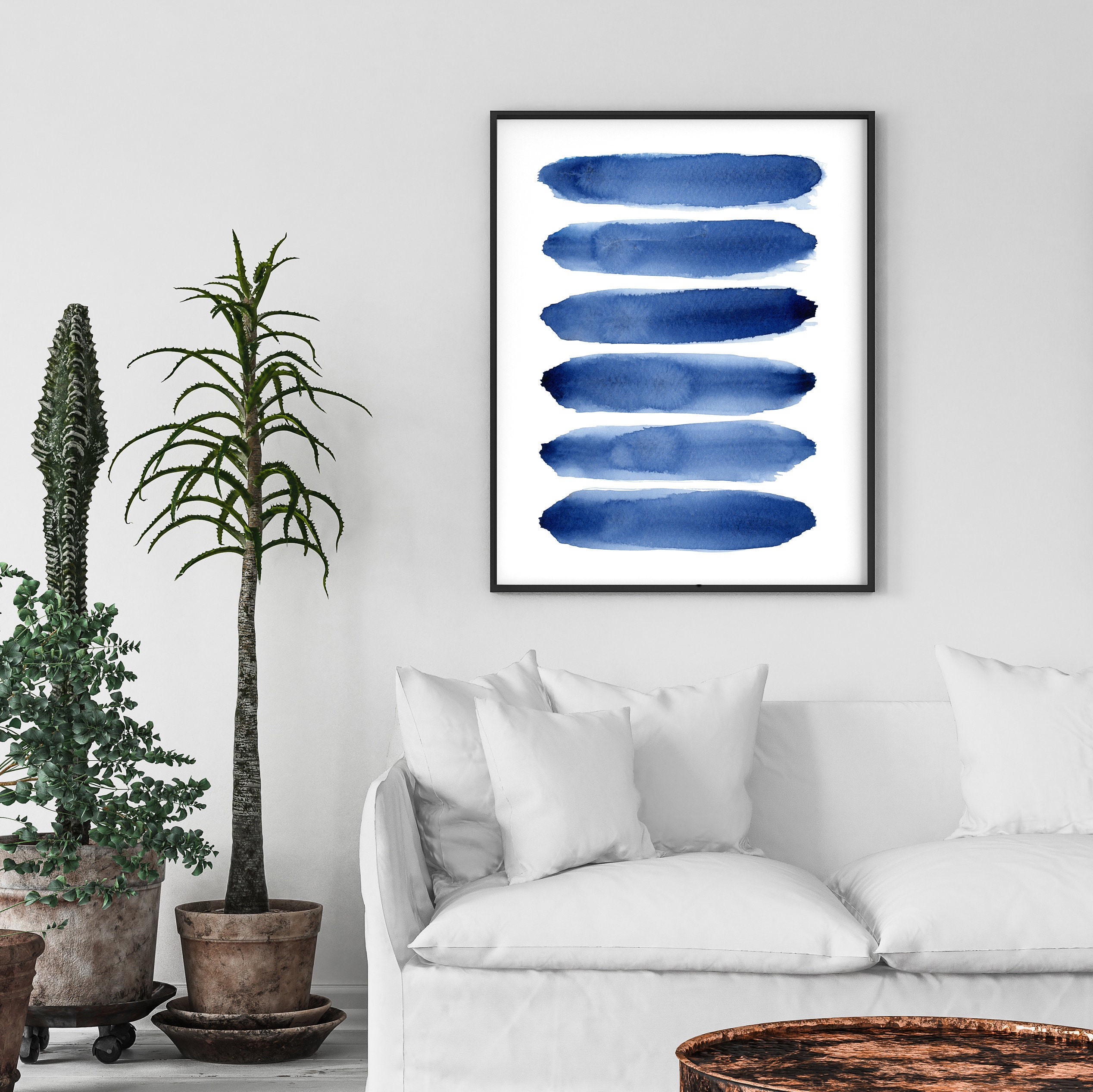 Printable Digital Download, Blue Watercolor, Minimalist Abstract Print ...