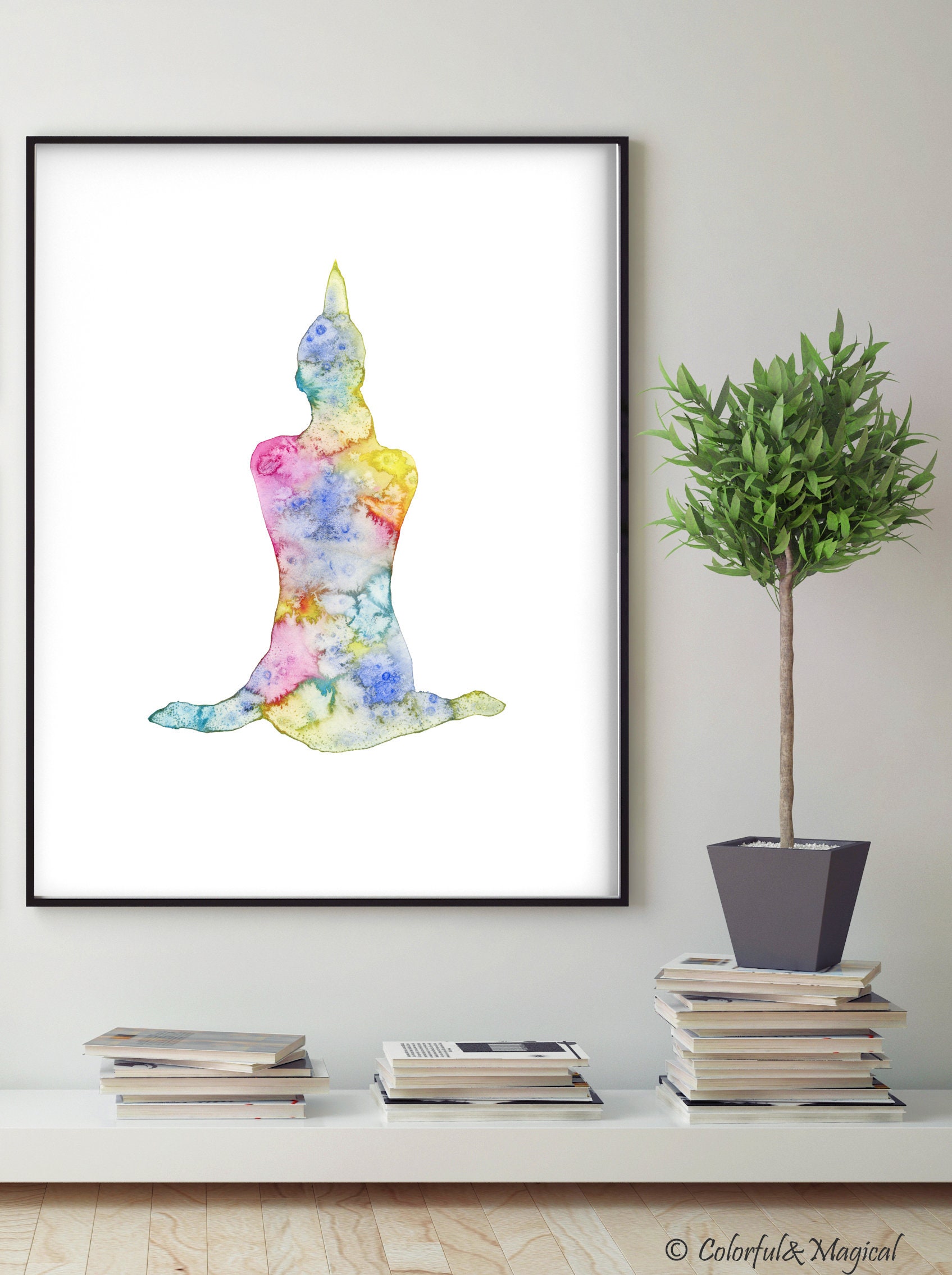 Yoga Pose Watercolor Printable Poster, Yoga Llustration, Printable Wall ...