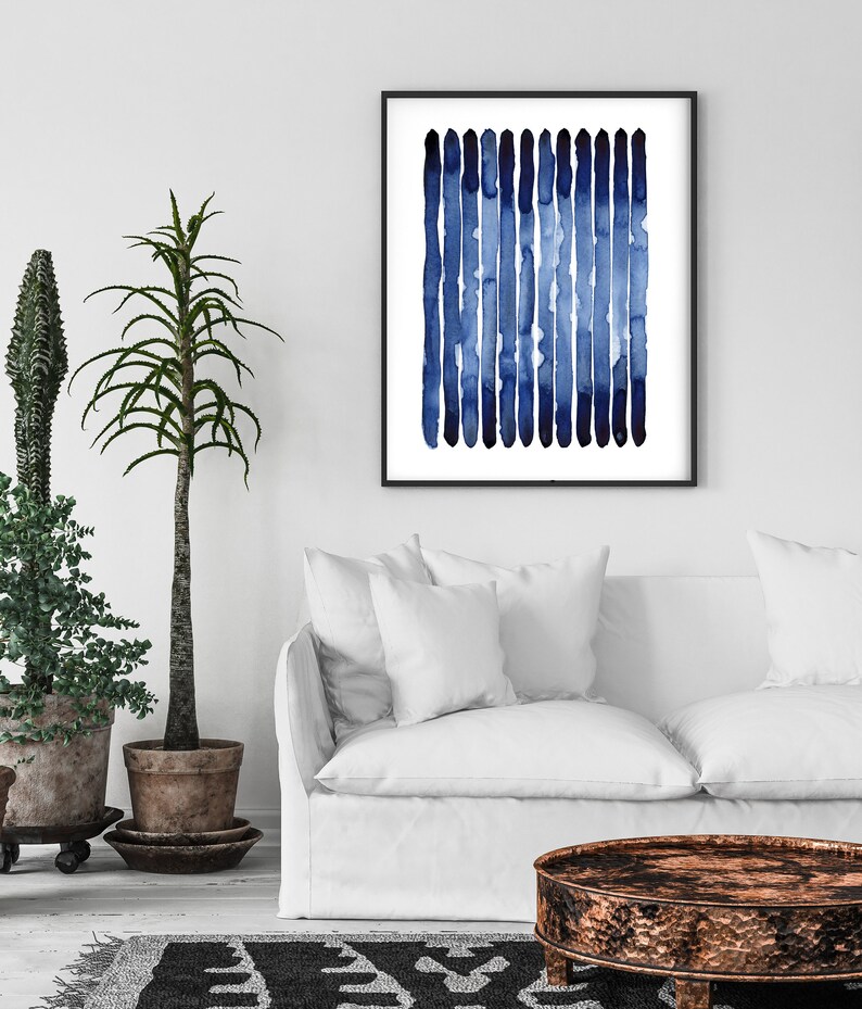 Abstract Blue Print Watercolor Wall Art Abstract Home Decor - Etsy