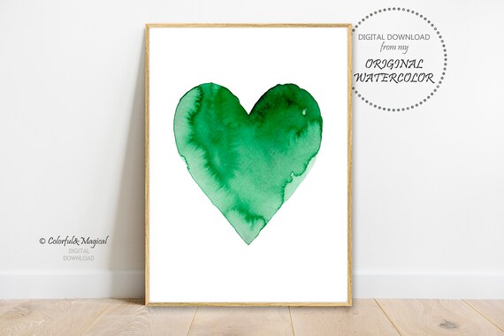 Green Heart Printable Poster Home Wall Decor Nursery Decor | Etsy
