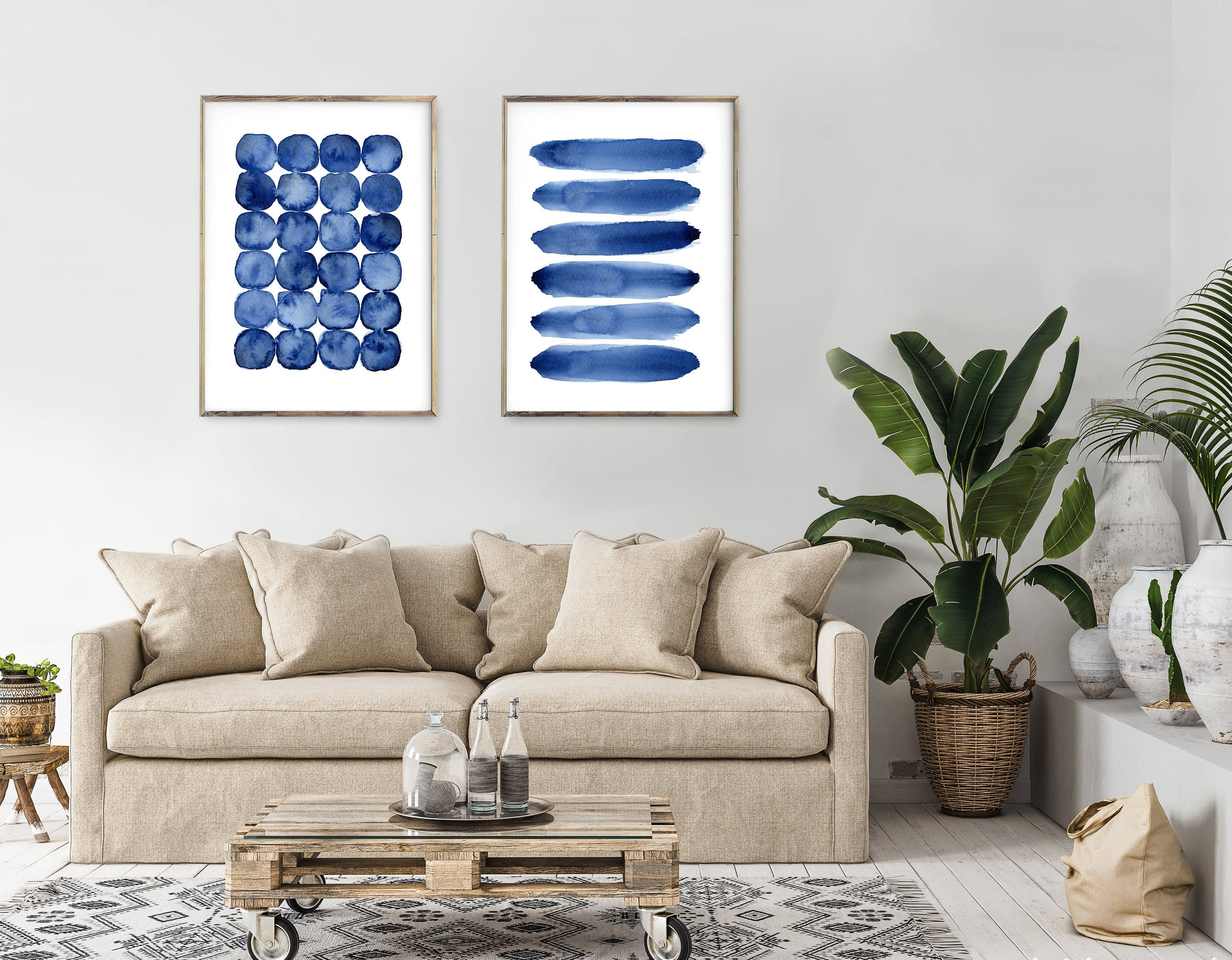 Printable Digital Download, Blue Watercolor, Minimalist Abstract Print ...