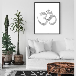 Ohm Black and White Symbol Print, Yoga Lifestyle, Aum Sound, Om ...