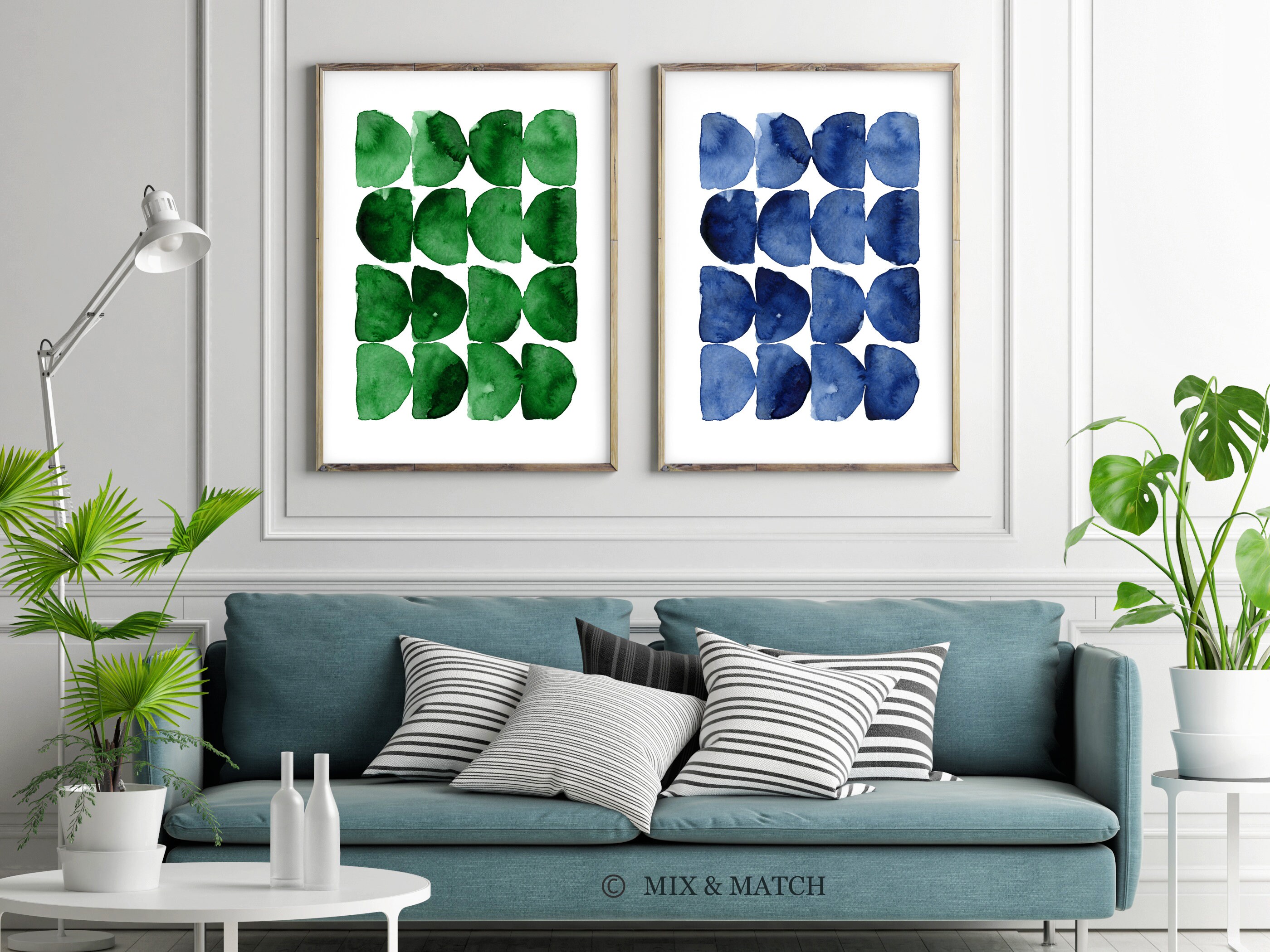 Abstract Blue Print Watercolor Wall Art Abstract Home Decor - Etsy