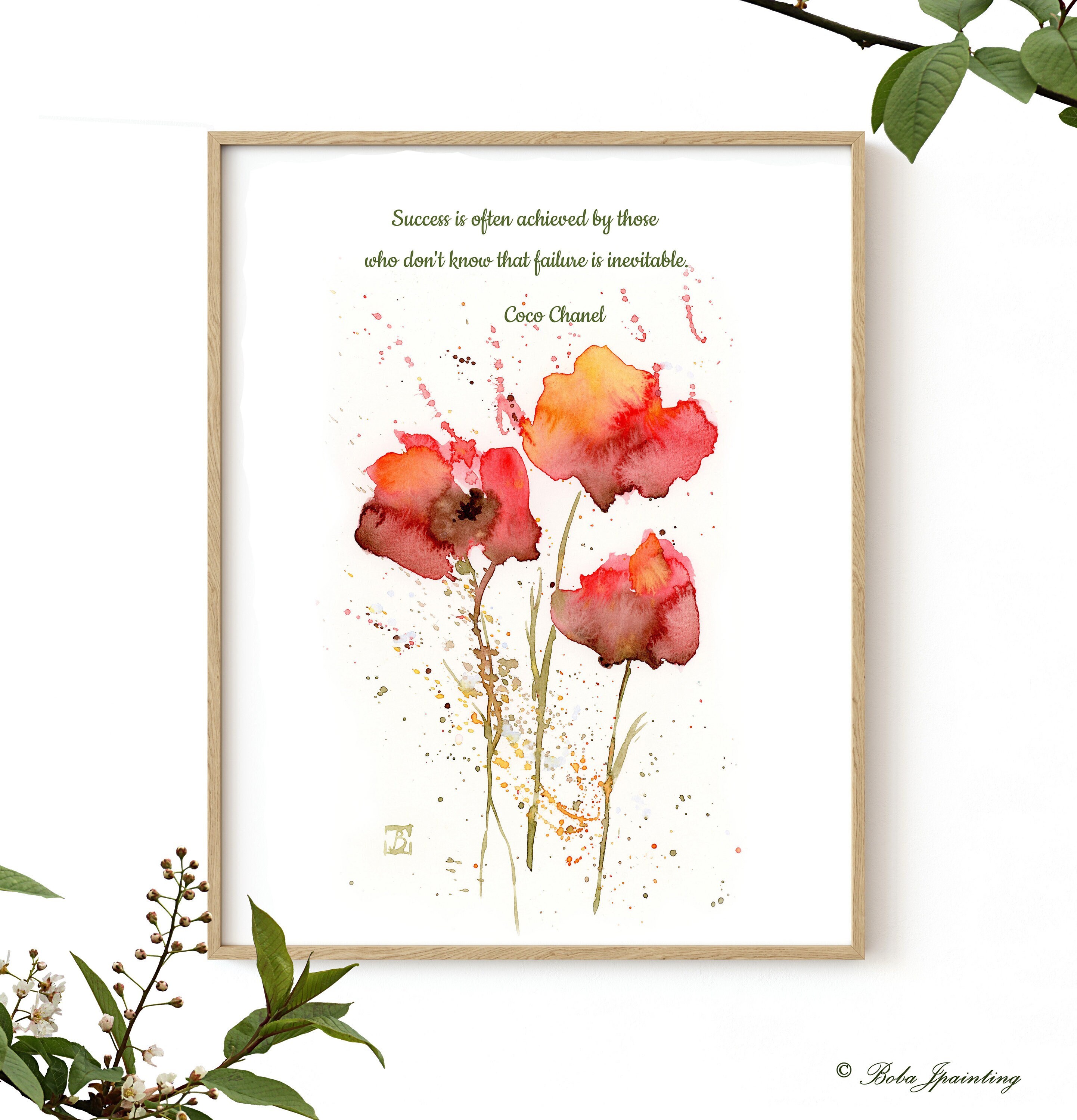 Coco Chanel Motivational Quote Print Famous Sayings Poppy - Etsy