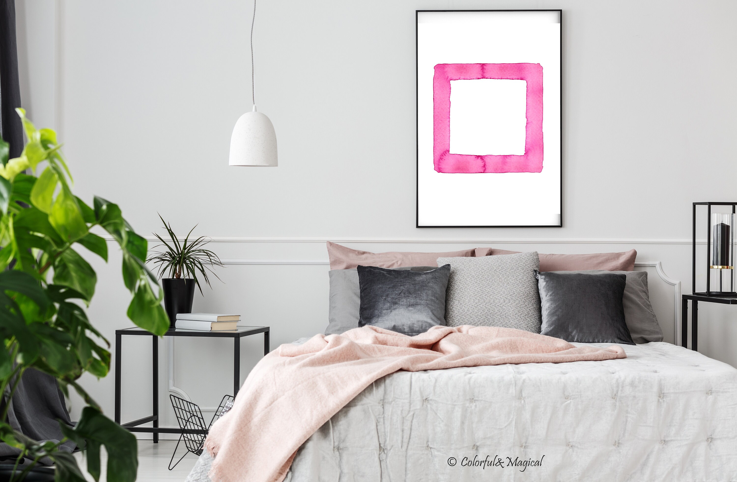 Pink Square Symbol Print Square Printable Wall Decor Nursery - Etsy