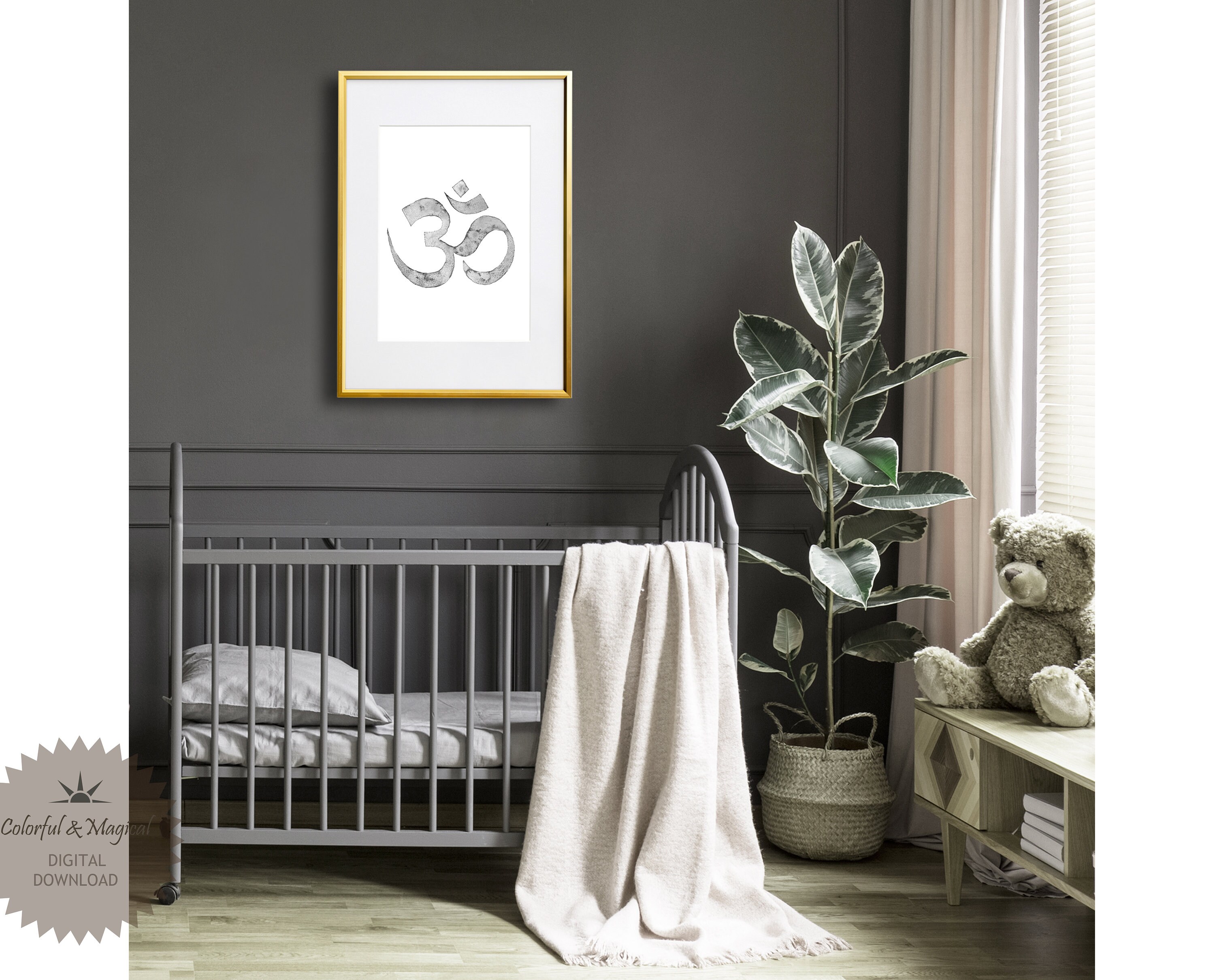 Ohm Black and White Symbol Print, Yoga Lifestyle, Aum Sound, Om ...