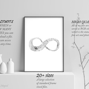 Black and White Infinity Symbol, Instant Print, Black and White Wall ...