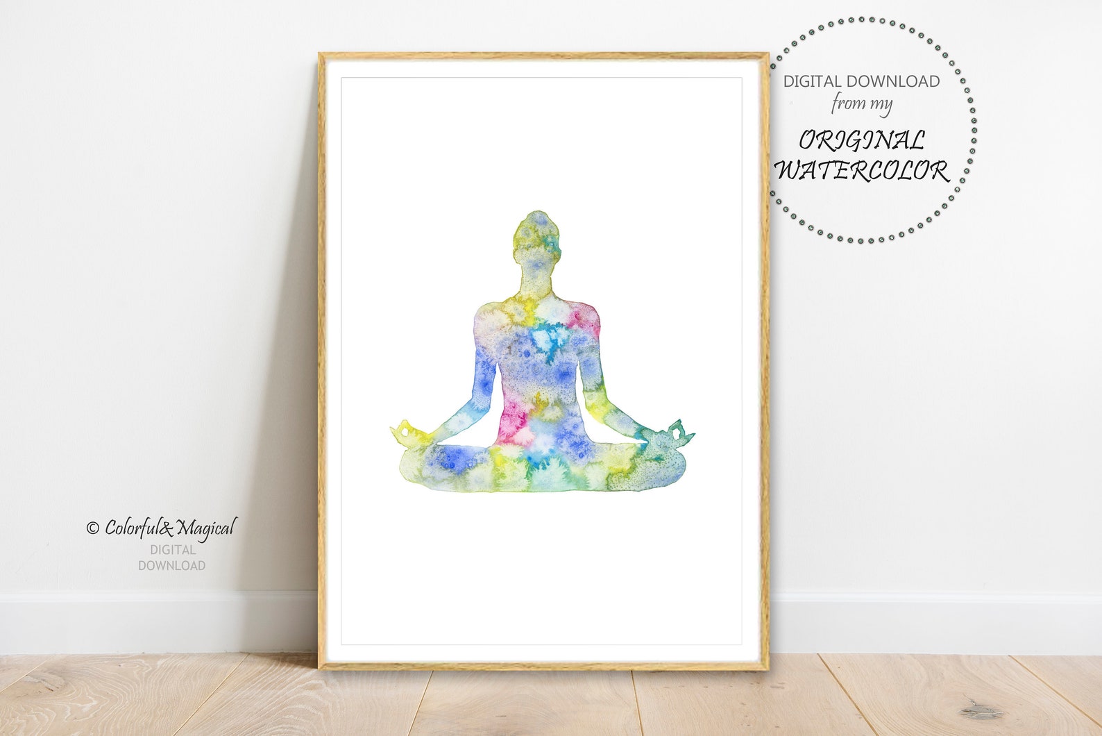 Yoga Watercolor Printable Art, Llustration Poster, Buddhist Spiritual ...
