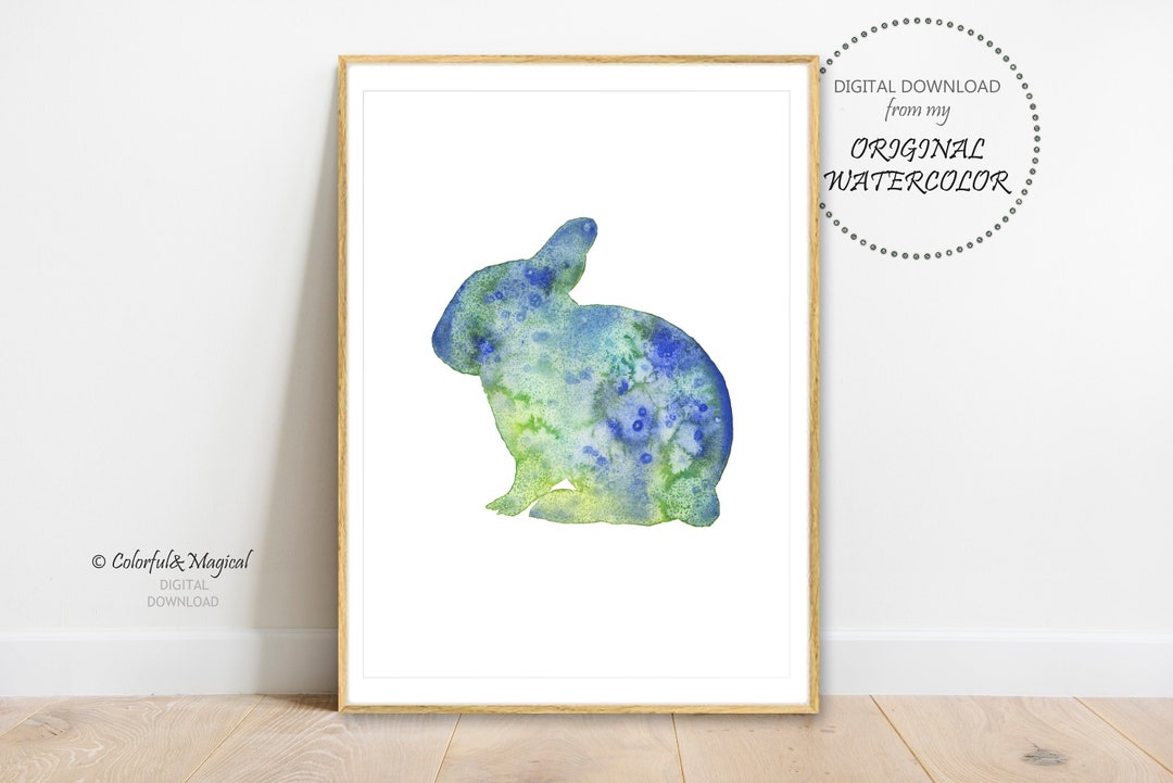 Bunny Rabbit Printable Art, Nursery Wall Art, Kids Bedroom Decor ...