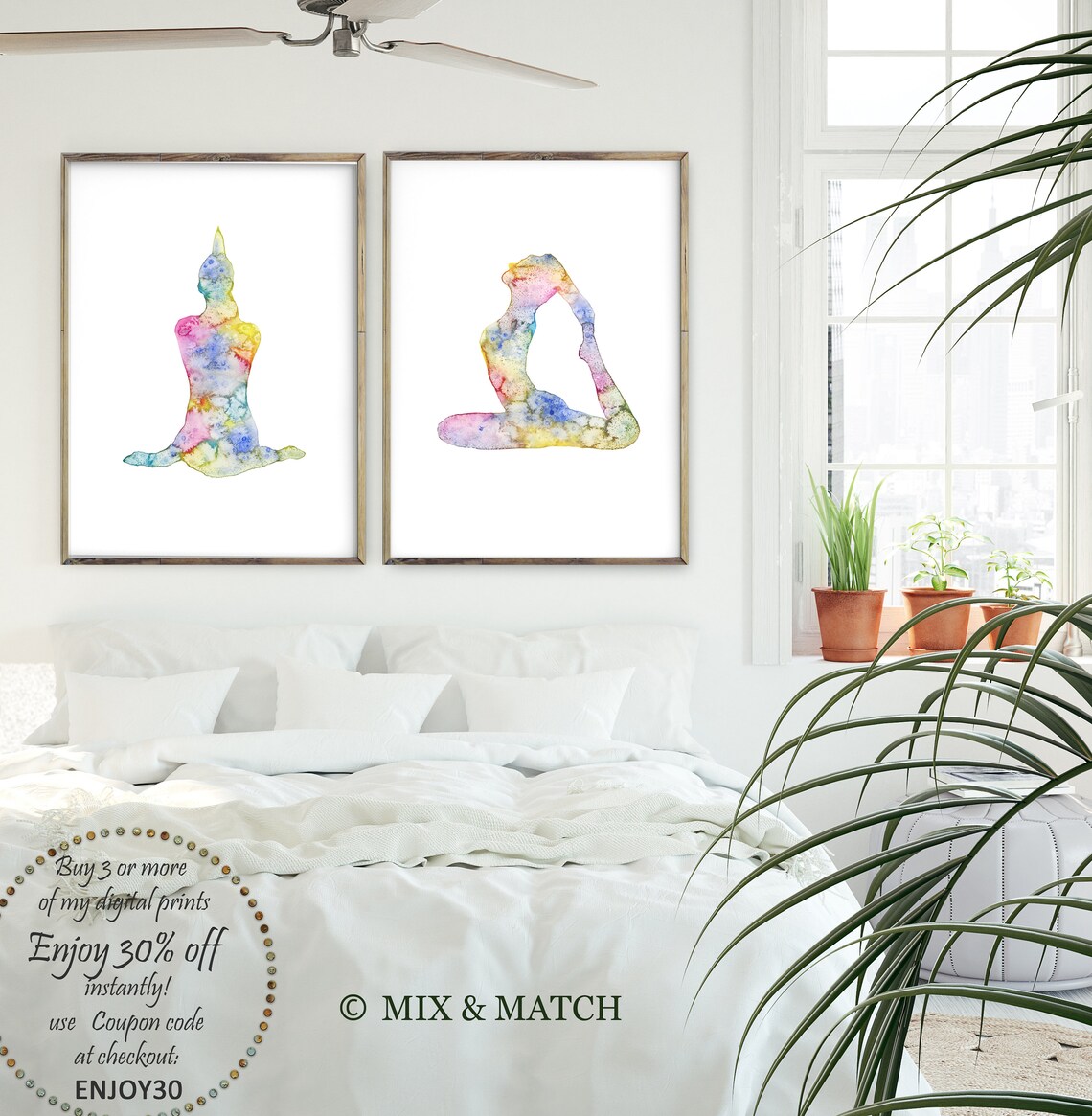 Yoga Pose Watercolor Printable Art, Large Poster, Instant Print, Yoga ...